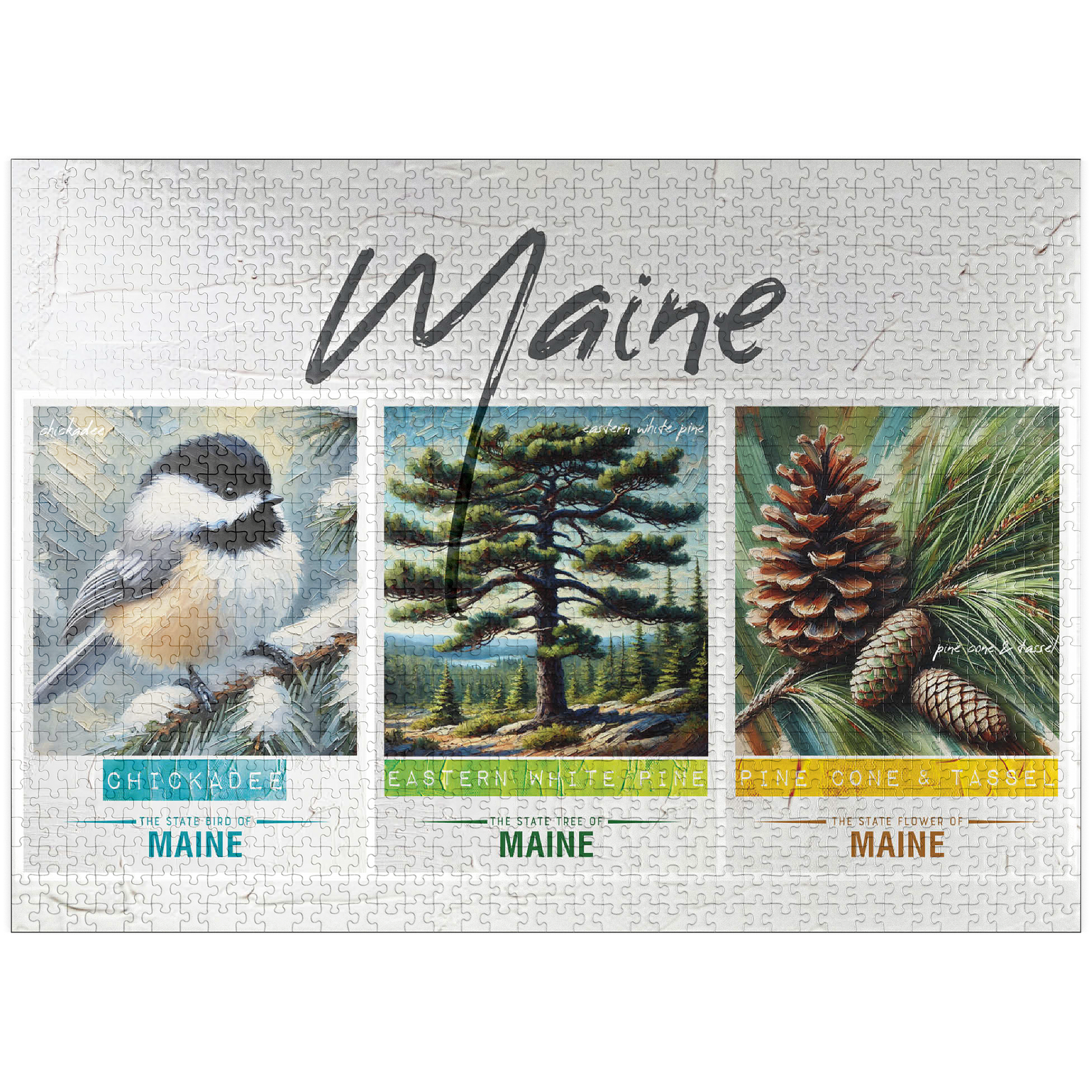 MyPuzzle - Maine: Bird, Tree, Flower- State Symbols Collage Series ...