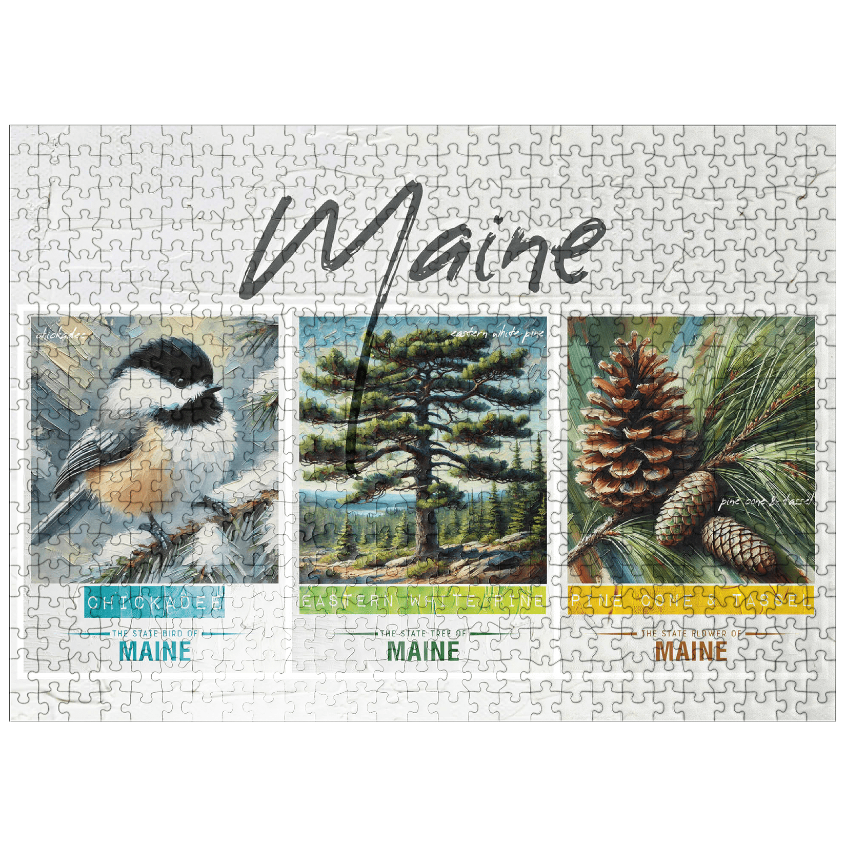 MyPuzzle - Maine: Bird, Tree, Flower- State Symbols Collage Series ...