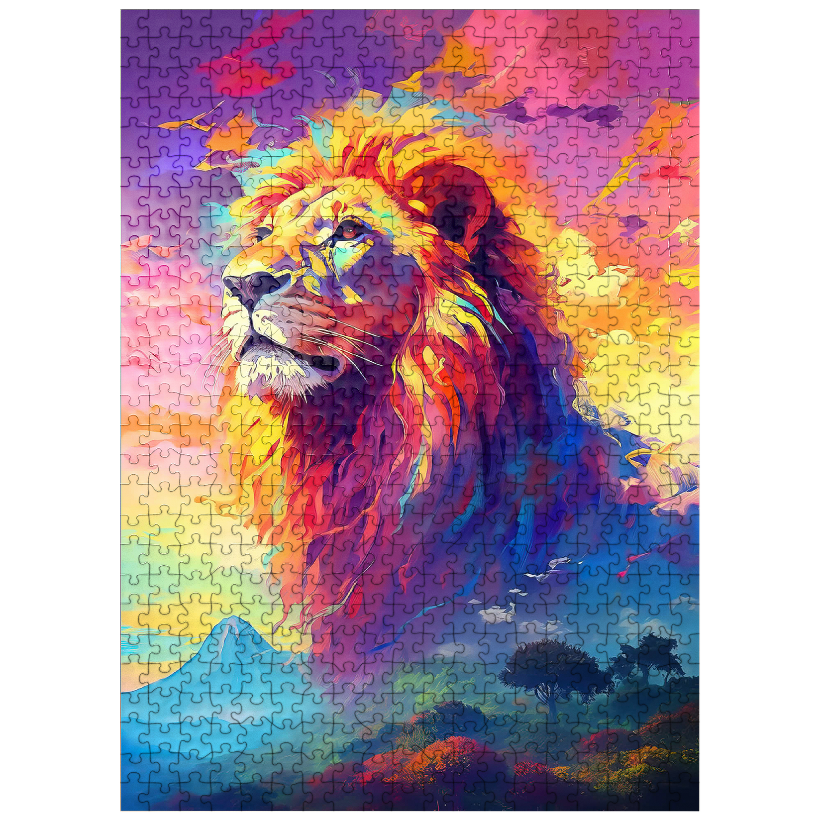 MyPuzzle - Majestic Lion With Vibrant Sky - Premium 500 Piece Jigsaw ...