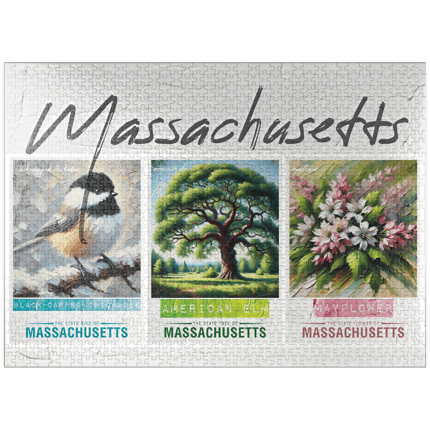 MyPuzzle - Massachusetts: Bird, Tree, Flower- State Symbols Collage ...