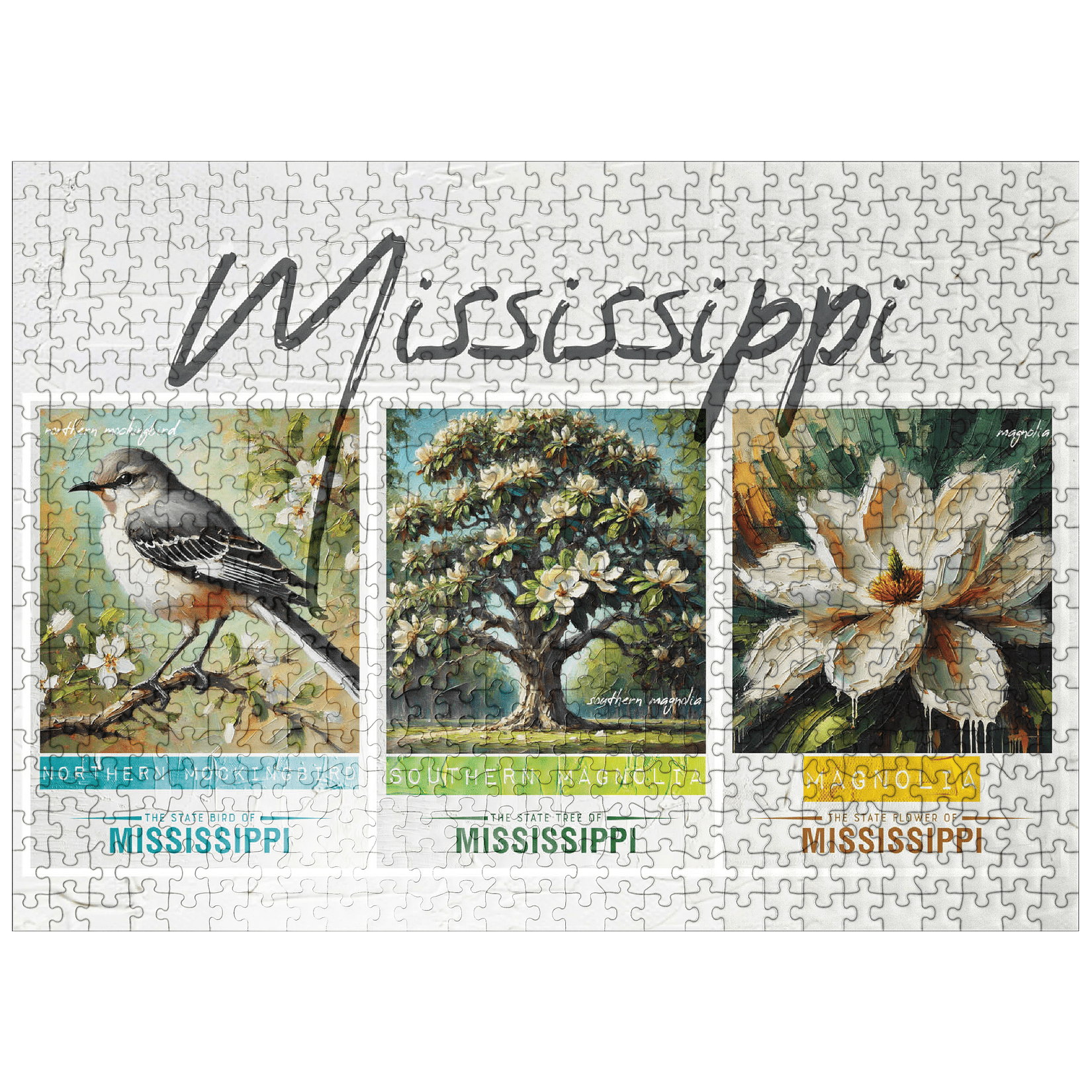 MyPuzzle - Mississippi: Bird, Tree, Flower- State Symbols Collage ...