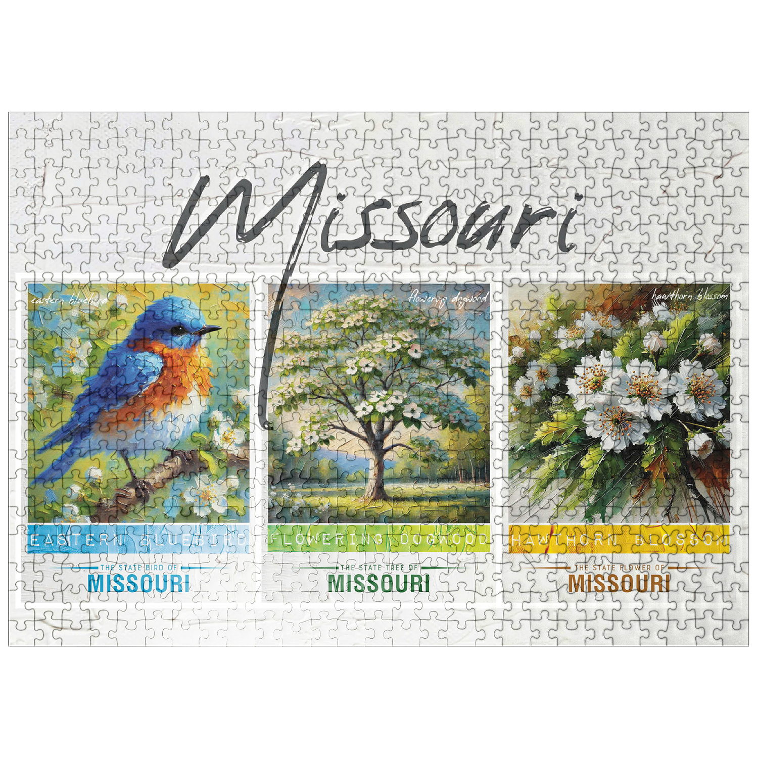 MyPuzzle - Missouri: Bird, Tree, Flower- State Symbols Collage Series ...