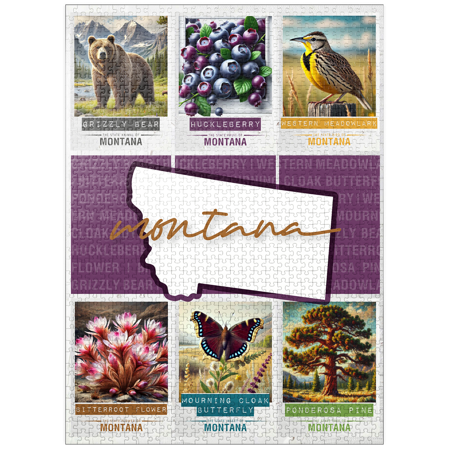 MyPuzzle - Montana: State Symbols Poster - Premium 1000 Piece Jigsaw ...