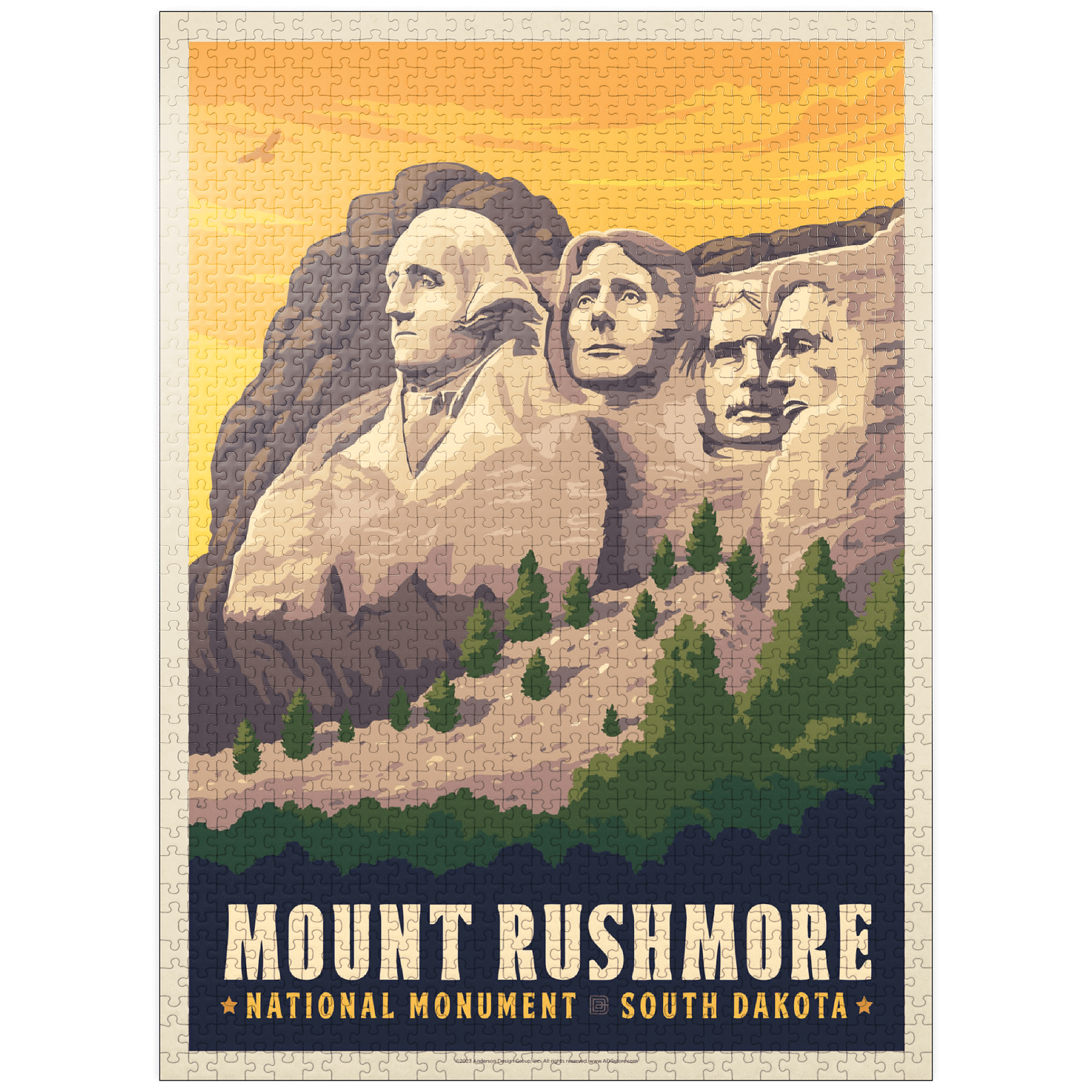 MyPuzzle - Mt Rushmore National Memorial: Side View, Vintage Poster ...