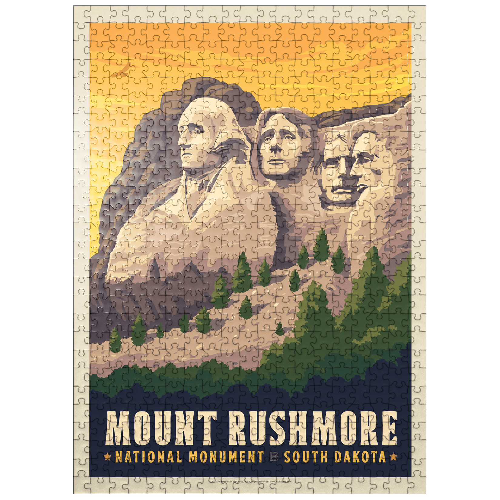 MyPuzzle - Mt Rushmore National Memorial: Side View, Vintage Poster ...