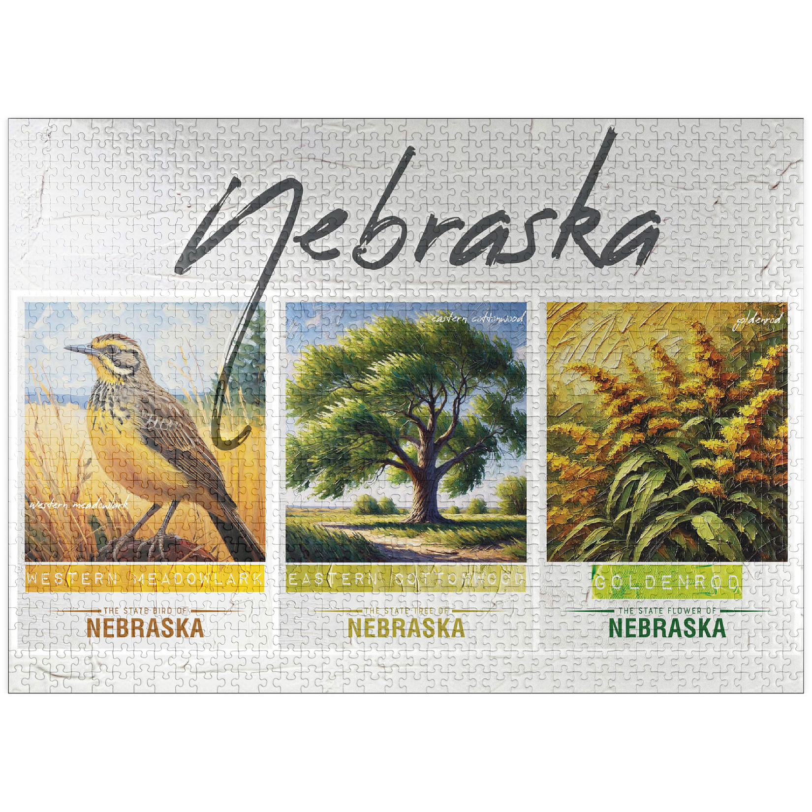 MyPuzzle - Nebraska: Bird, Tree, Flower- State Symbols Collage Series ...