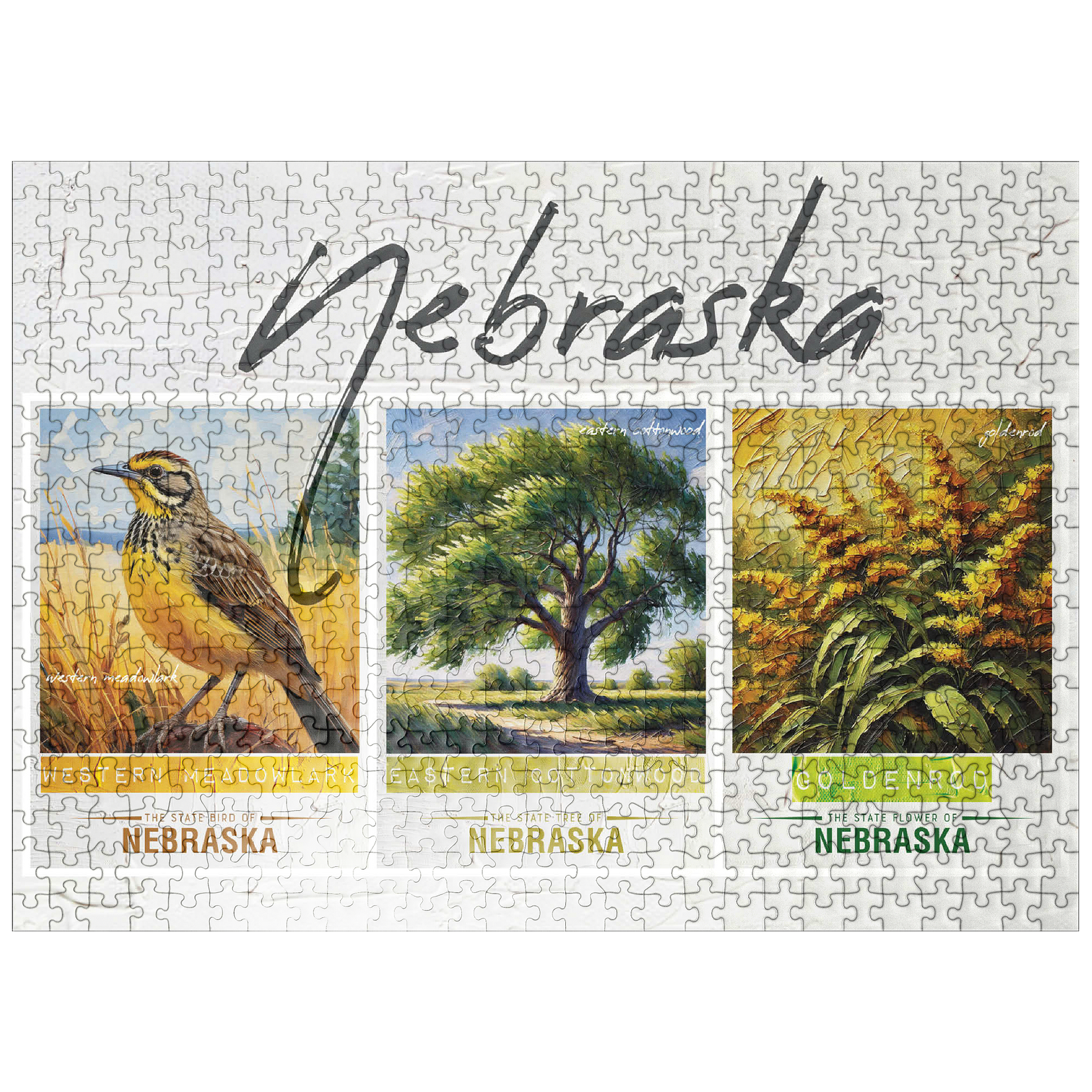 MyPuzzle - Nebraska: Bird, Tree, Flower- State Symbols Collage Series ...
