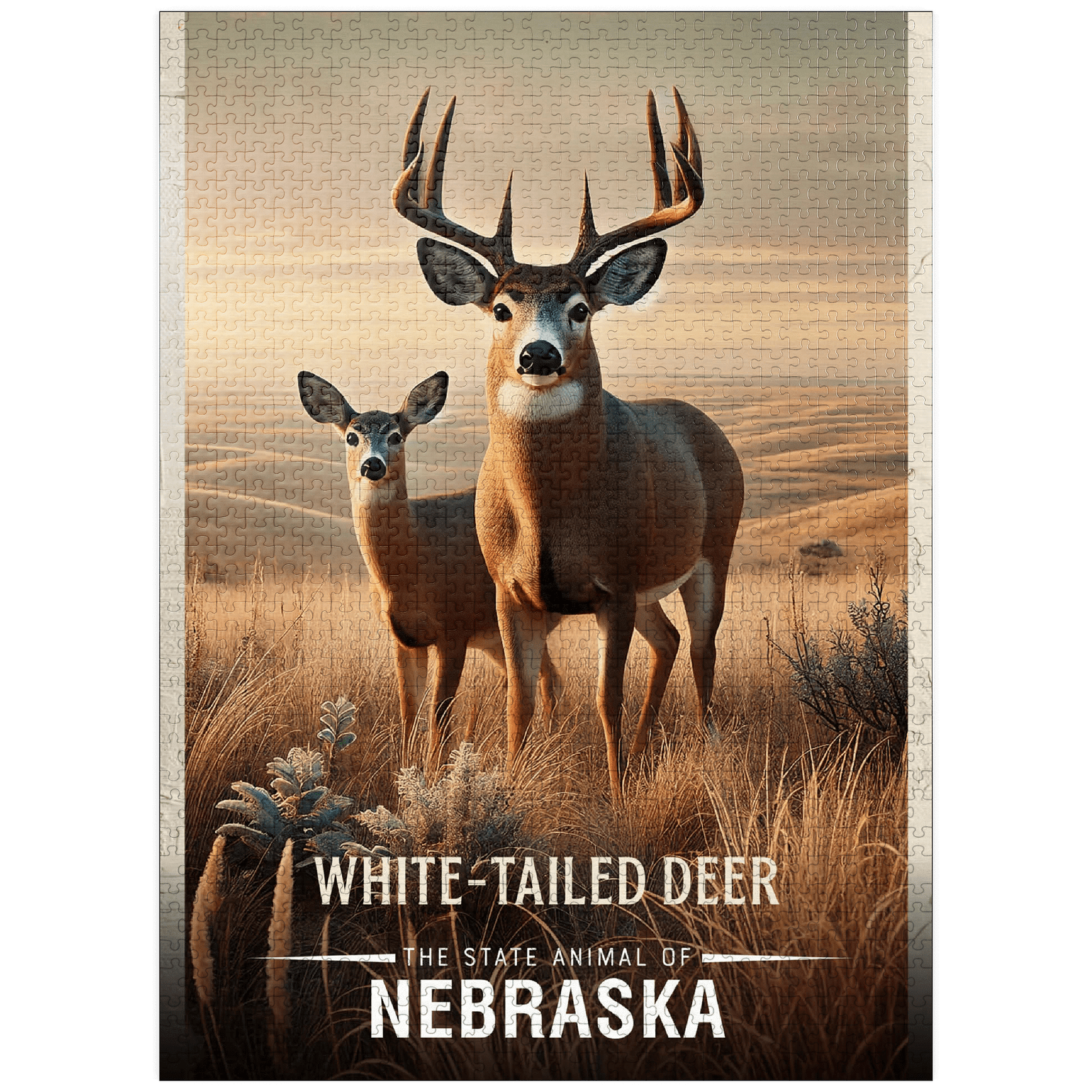 MyPuzzle - Nebraska, White-Tailed Deer: State Animals Series - Premium ...