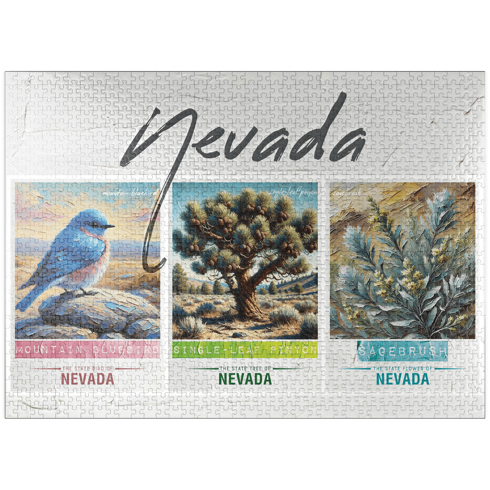 MyPuzzle - Nevada: Bird, Tree, Flower- State Symbols Collage Series ...