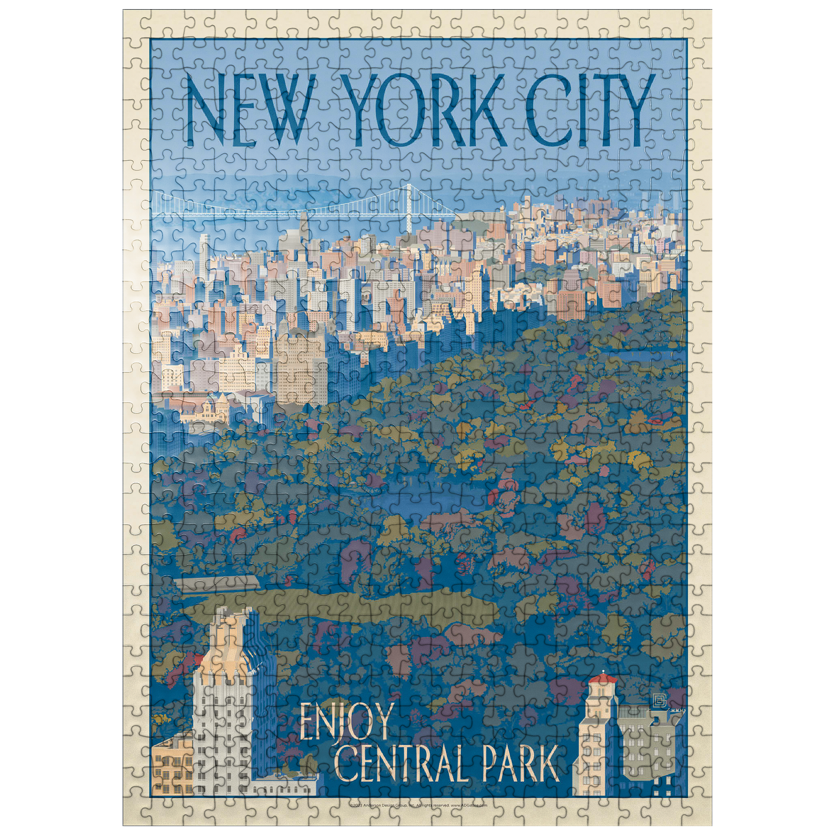 MyPuzzle - New York City: Enjoy Central Park, Vintage Poster - Premium ...