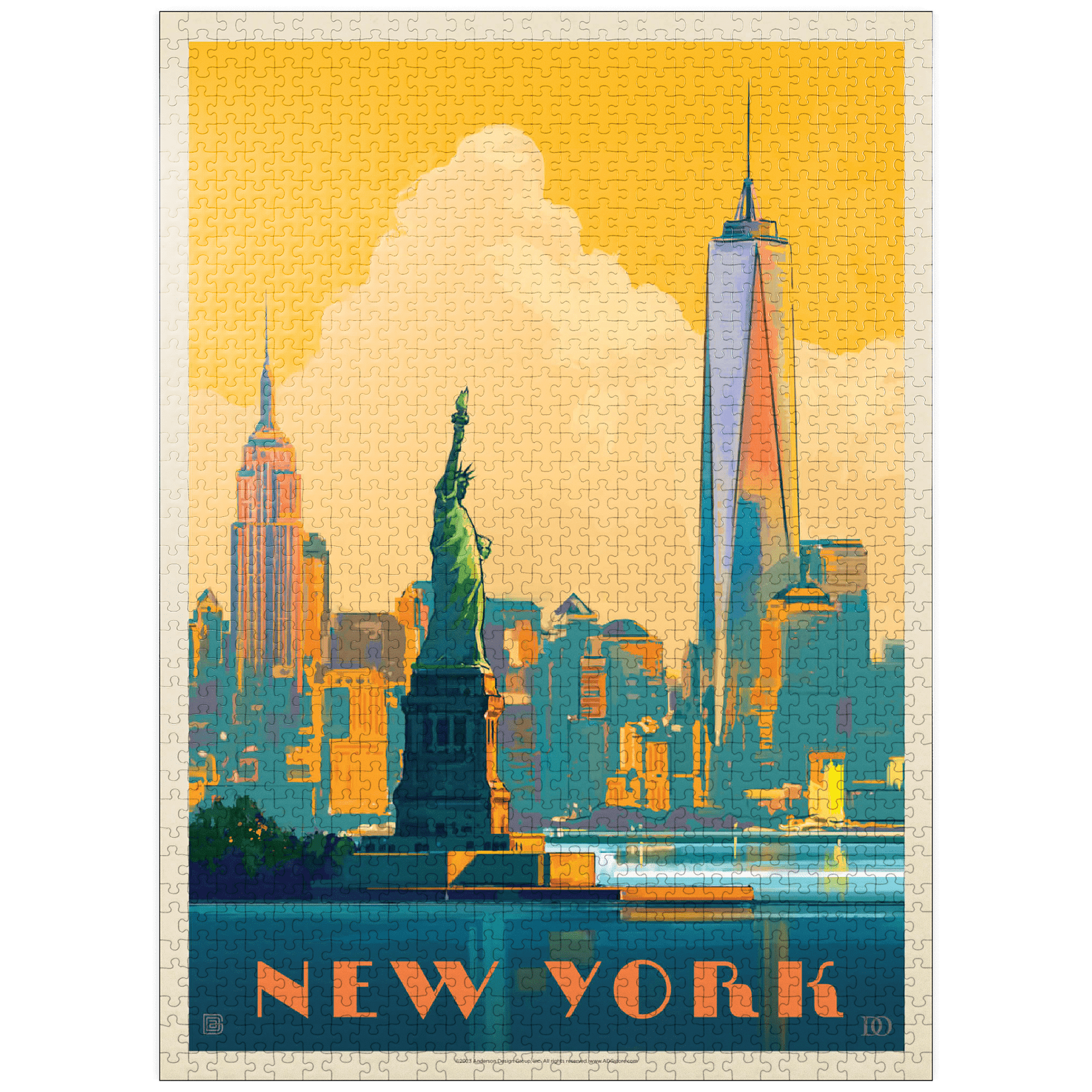MyPuzzle - New York City: Skyline Glow, Vintage Poster - Premium 1000 ...