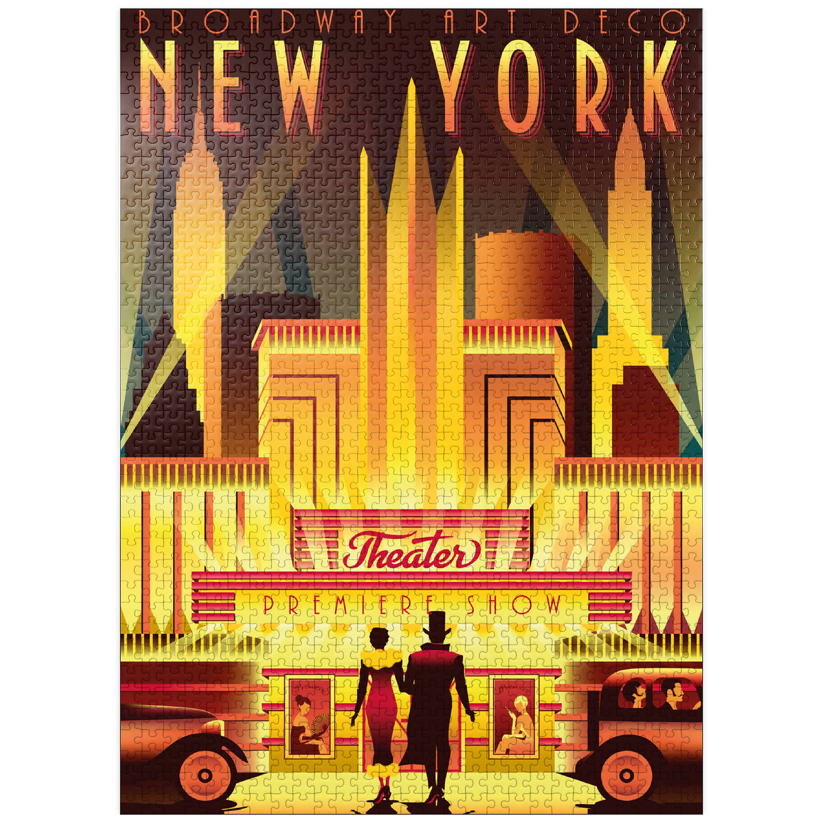 MyPuzzle - New York Night Broadway Art Deco Style Vintage Poster ...