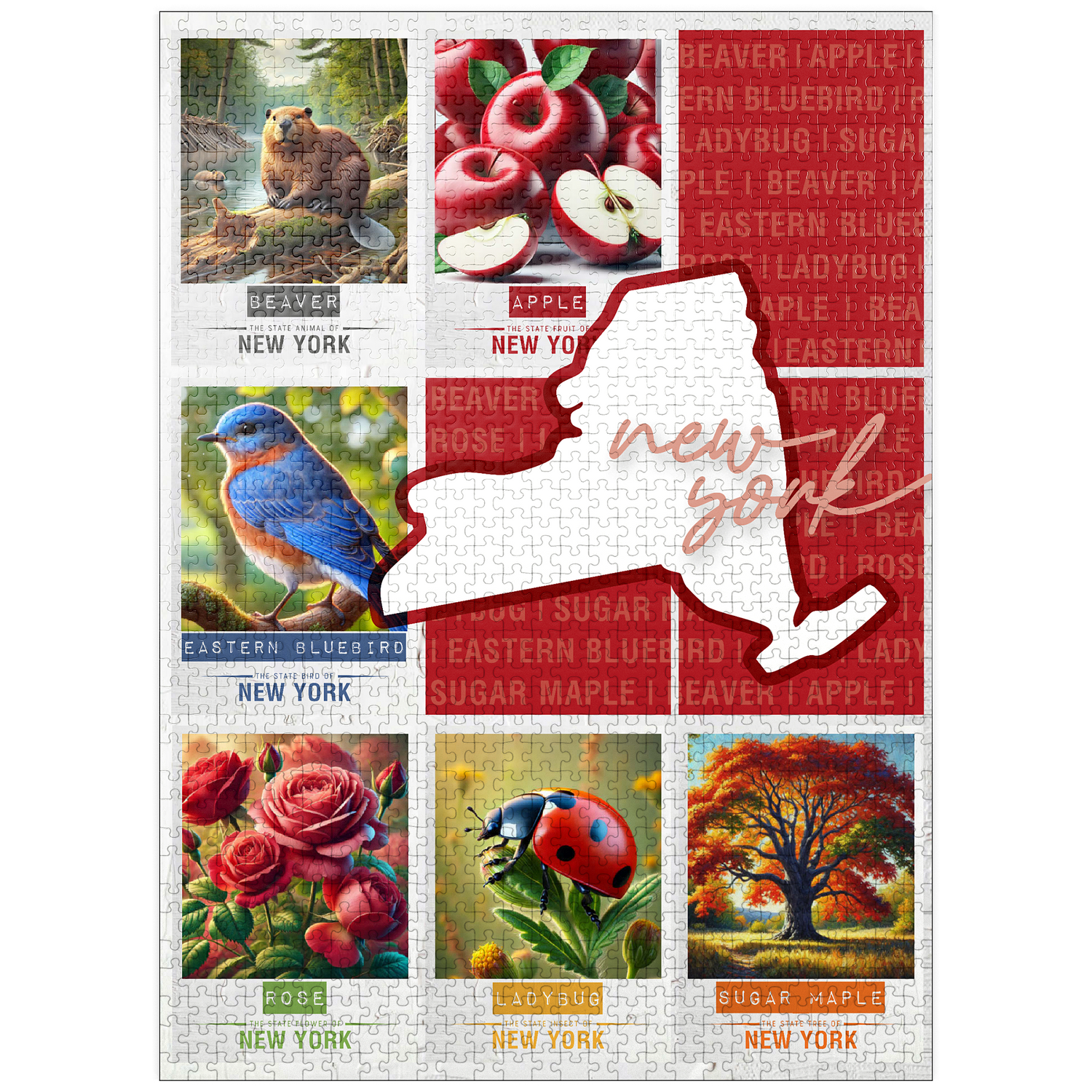 MyPuzzle - New York: State Symbols Poster - Premium 1000 Piece Jigsaw ...