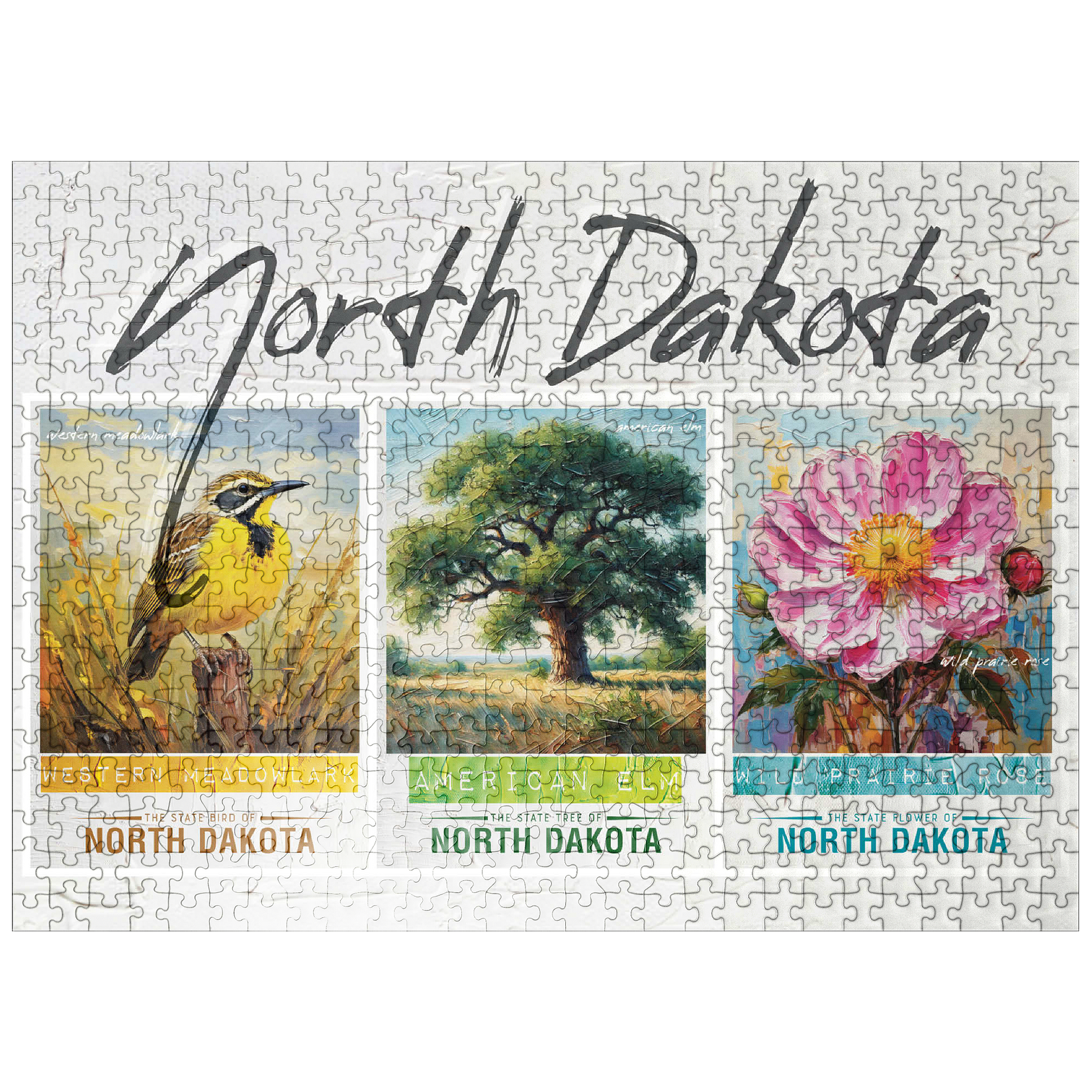 MyPuzzle - North Dakota: Bird, Tree, Flower- State Symbols Collage ...