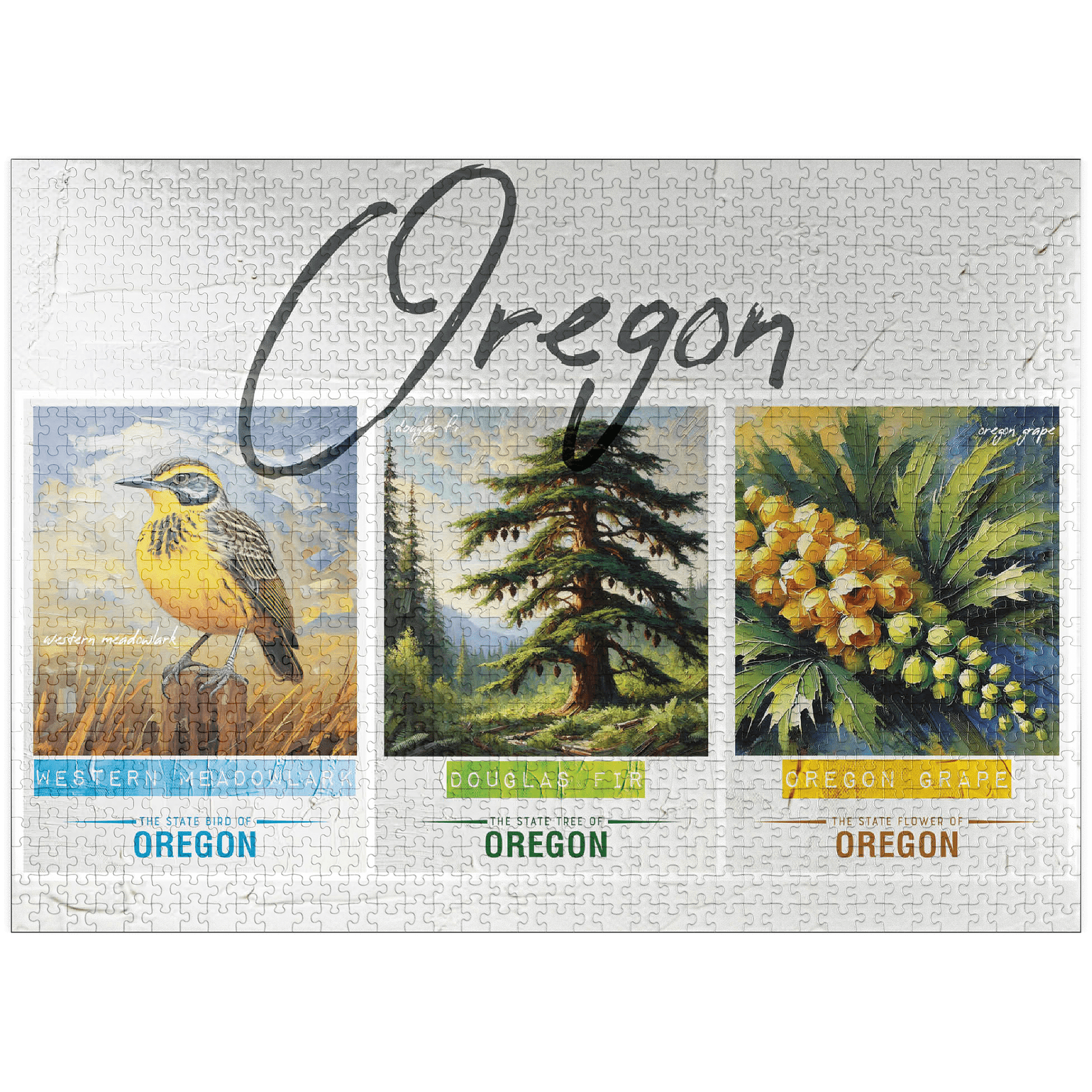 MyPuzzle - Oregon: Bird, Tree, Flower- State Symbols Collage Series ...