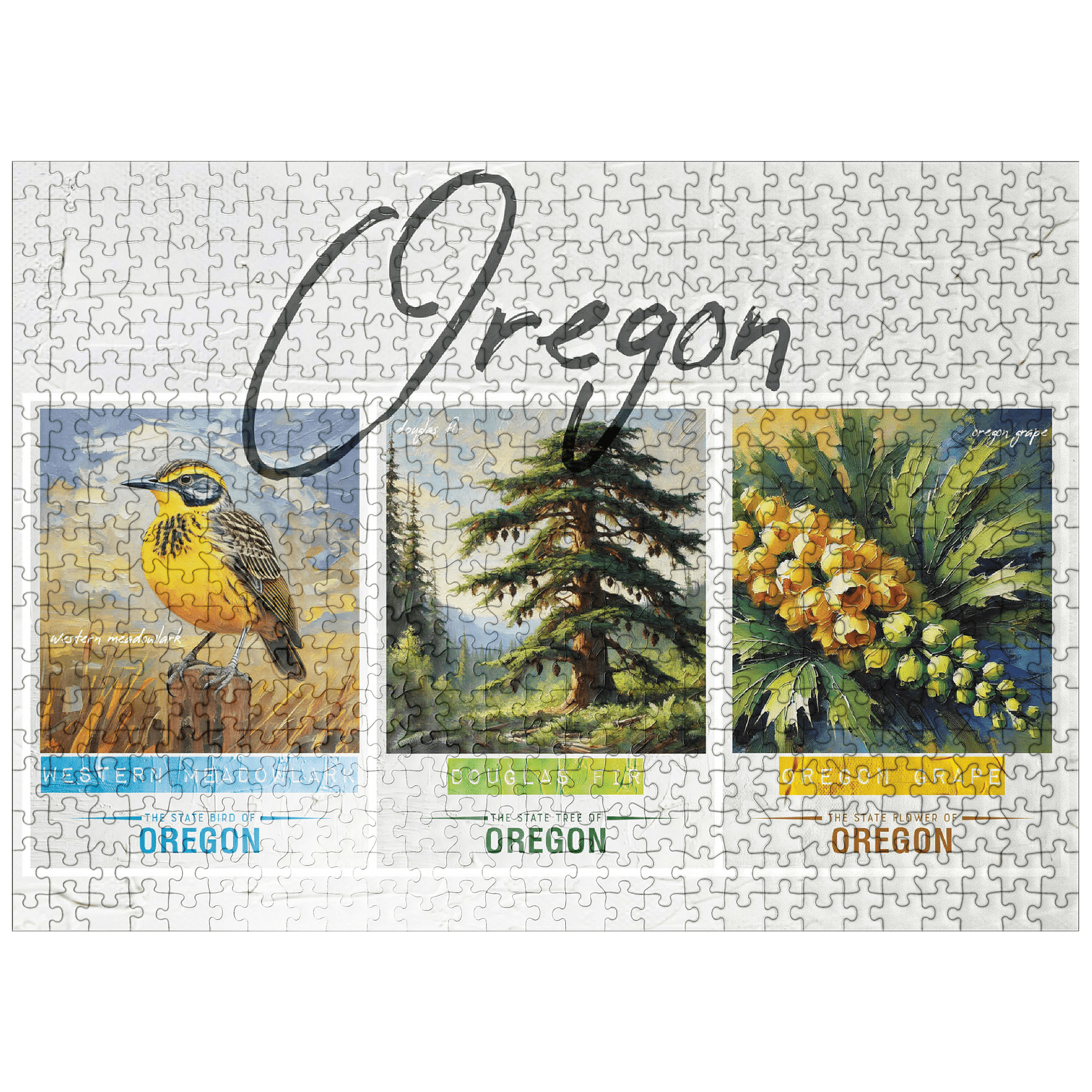 MyPuzzle - Oregon: Bird, Tree, Flower- State Symbols Collage Series ...