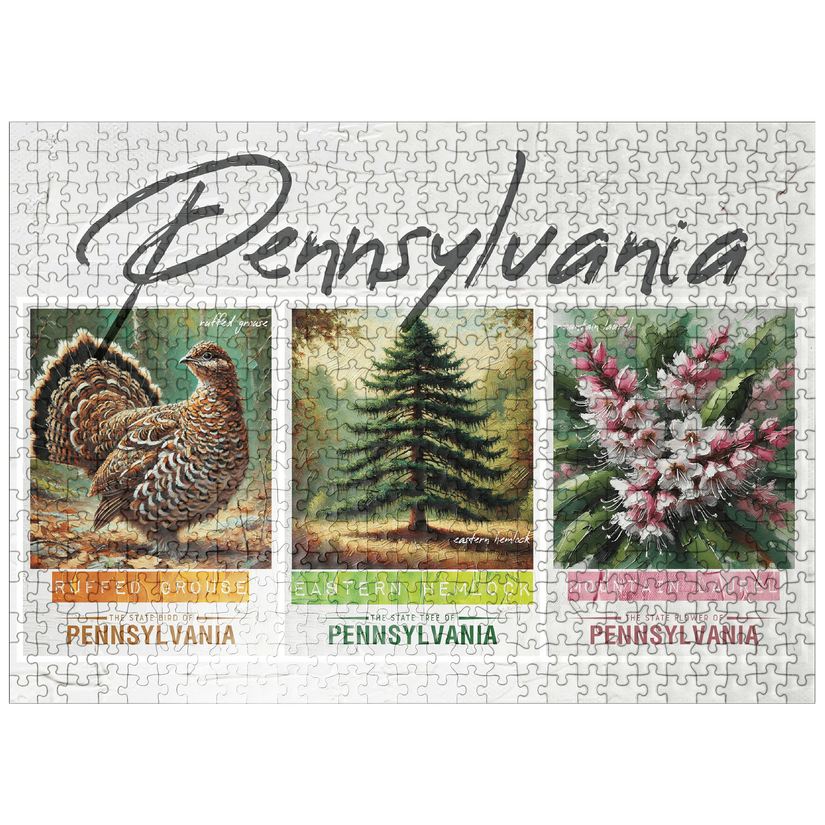 MyPuzzle - Pennsylvania: Bird, Tree, Flower- State Symbols Collage ...