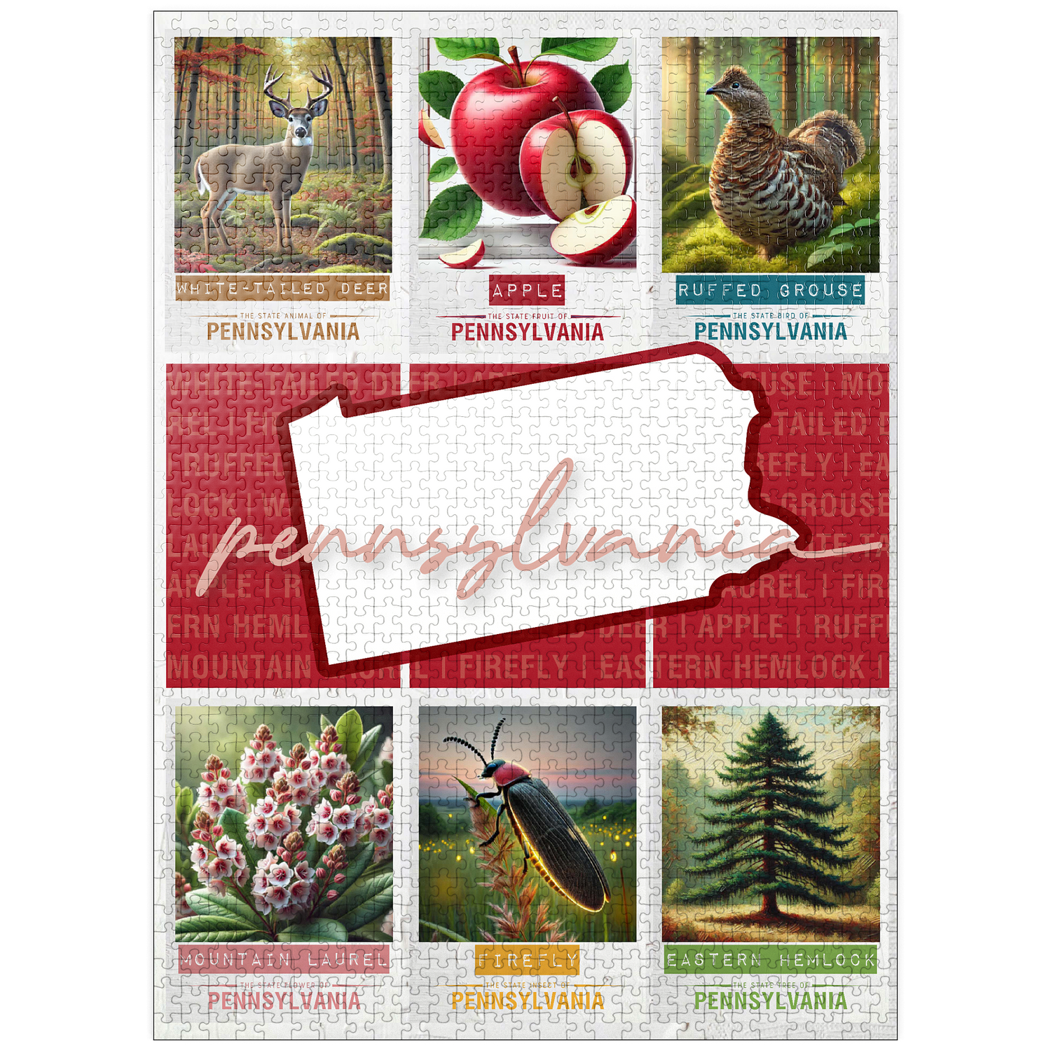 MyPuzzle - Pennsylvania: State Symbols Poster - Premium 1000 Piece ...