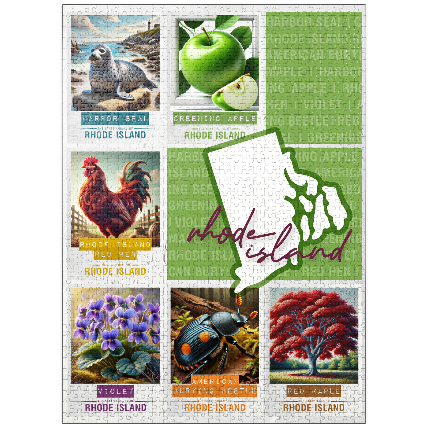 MyPuzzle - Rhode Island: State Symbols Poster - Premium 1000 Piece ...