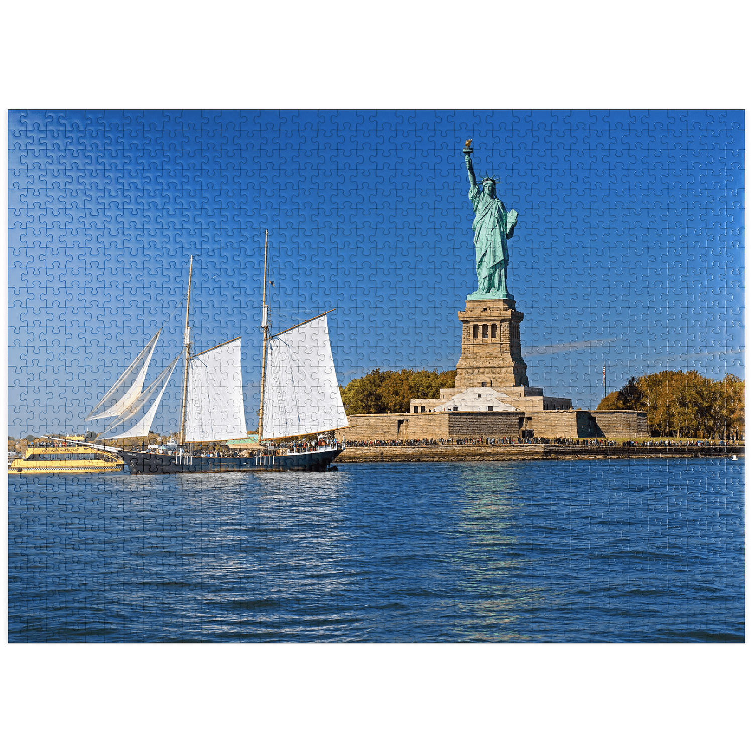 MyPuzzle - Sailing Ship With The Statue Of Liberty, Liberty Island, New ...