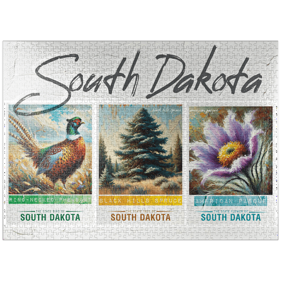 MyPuzzle - South Dakota: Bird, Tree, Flower- State Symbols Collage ...