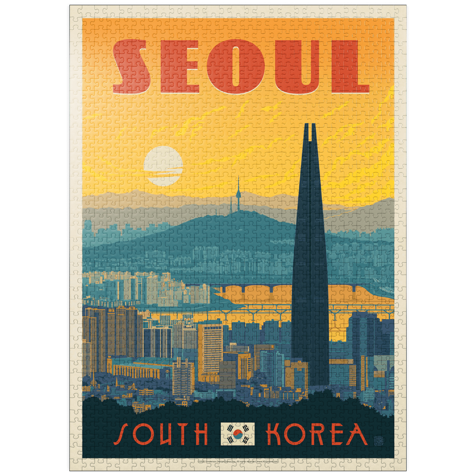MyPuzzle - South Korea: Seoul, Vintage Poster - Premium 1000 Piece ...