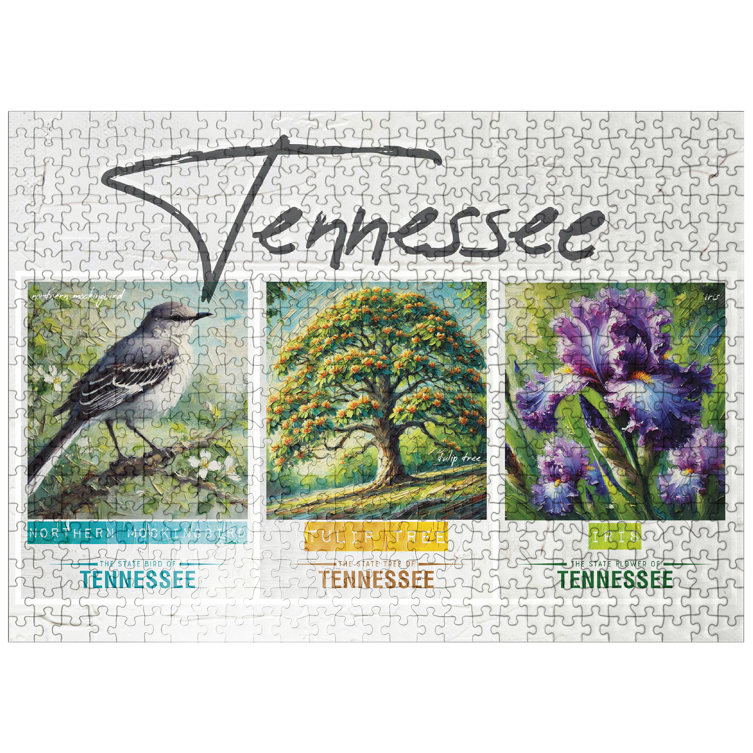 MyPuzzle - Tennessee: Bird, Tree, Flower- State Symbols Collage Series ...