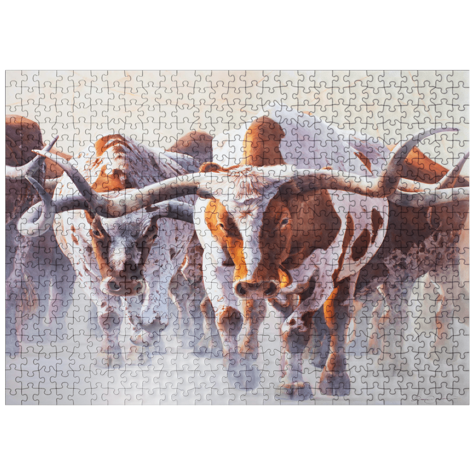 MyPuzzle - Texas Longhorn Cattle In Motion - Premium 500 Piece Jigsaw ...