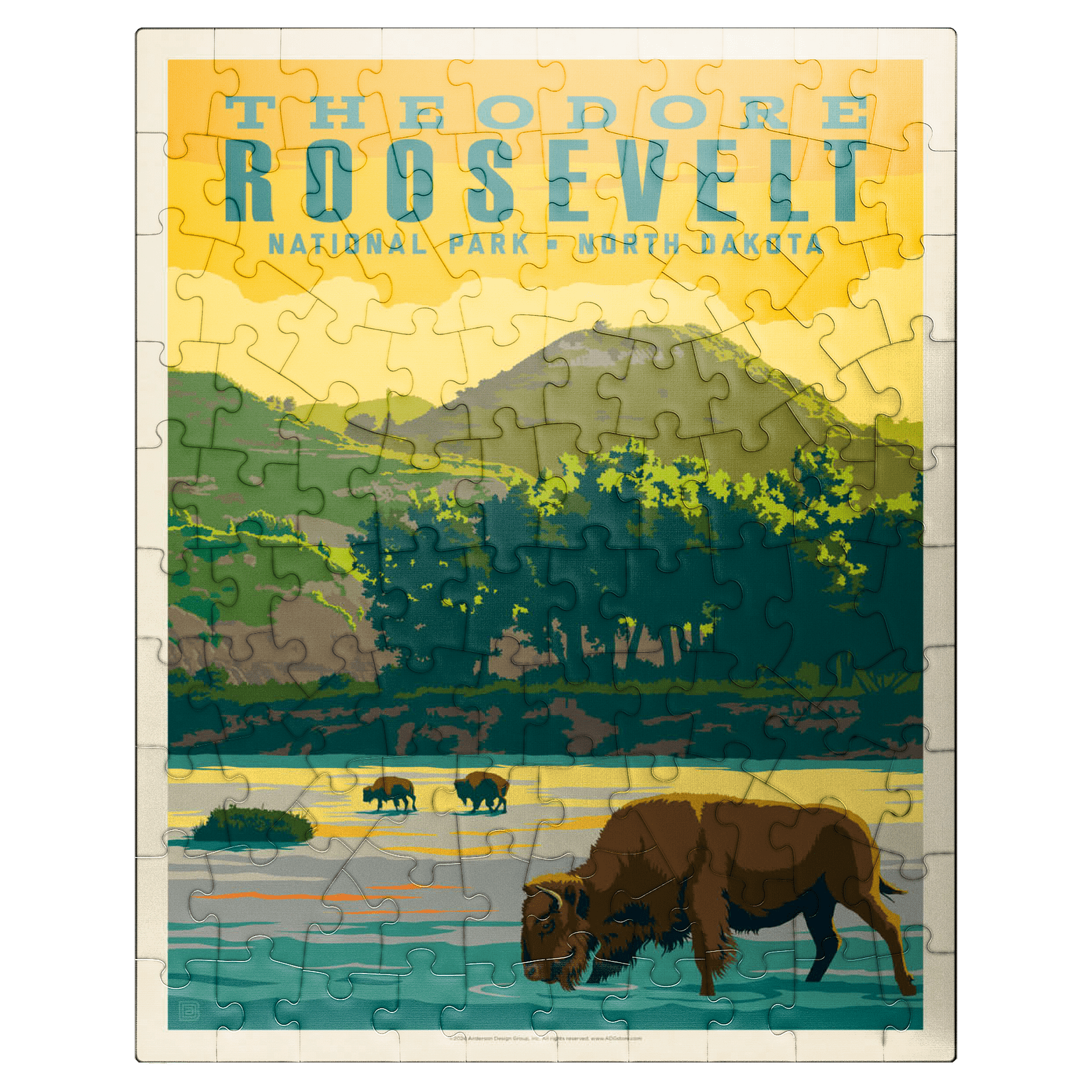 MyPuzzle - Theodore Roosevelt National Park: Bison, Vintage Poster ...