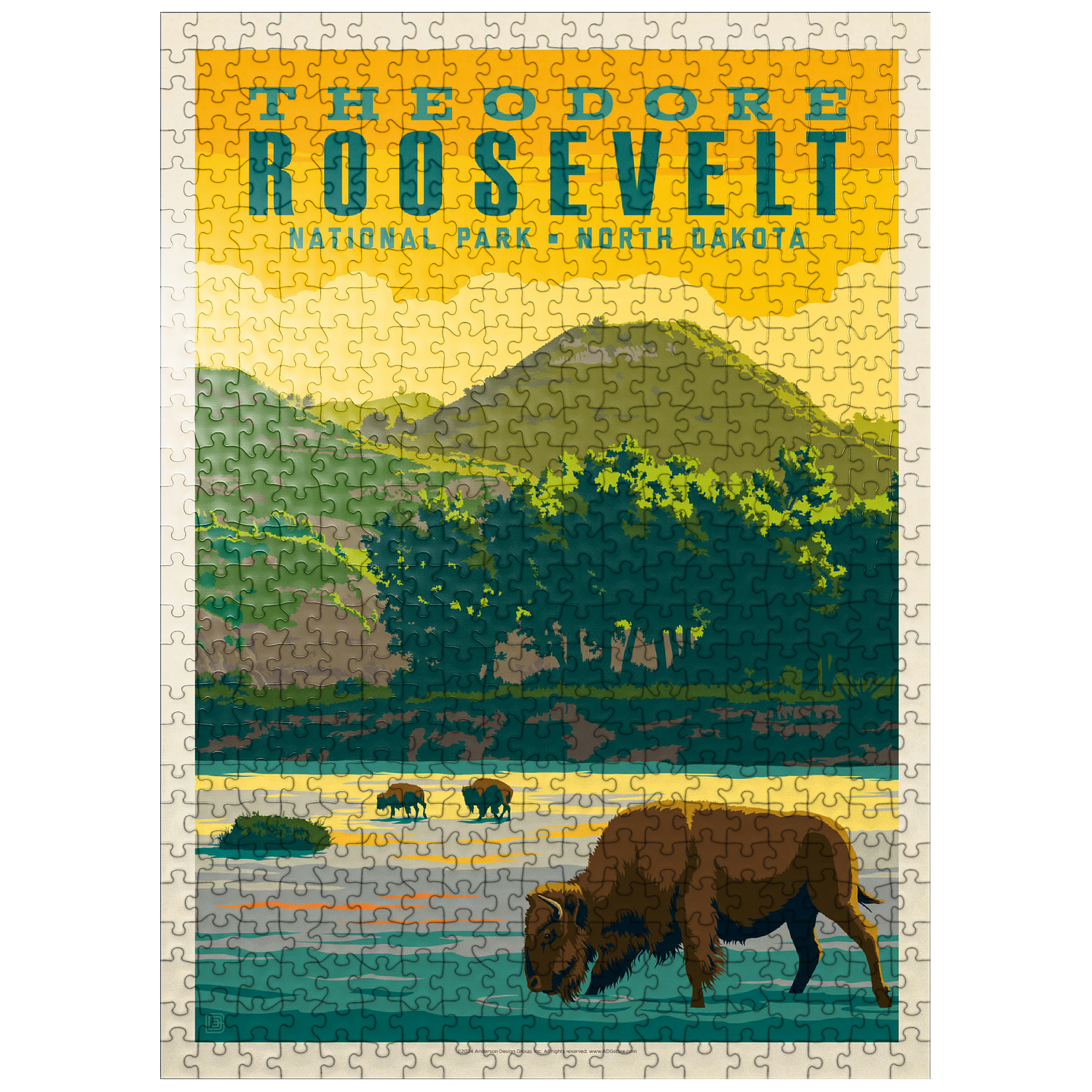 MyPuzzle - Theodore Roosevelt National Park: Bison, Vintage Poster ...