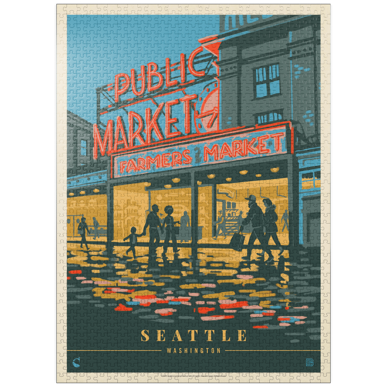 MyPuzzle - USA-Seattle, WA: Morning At The Market, Vintage Poster ...
