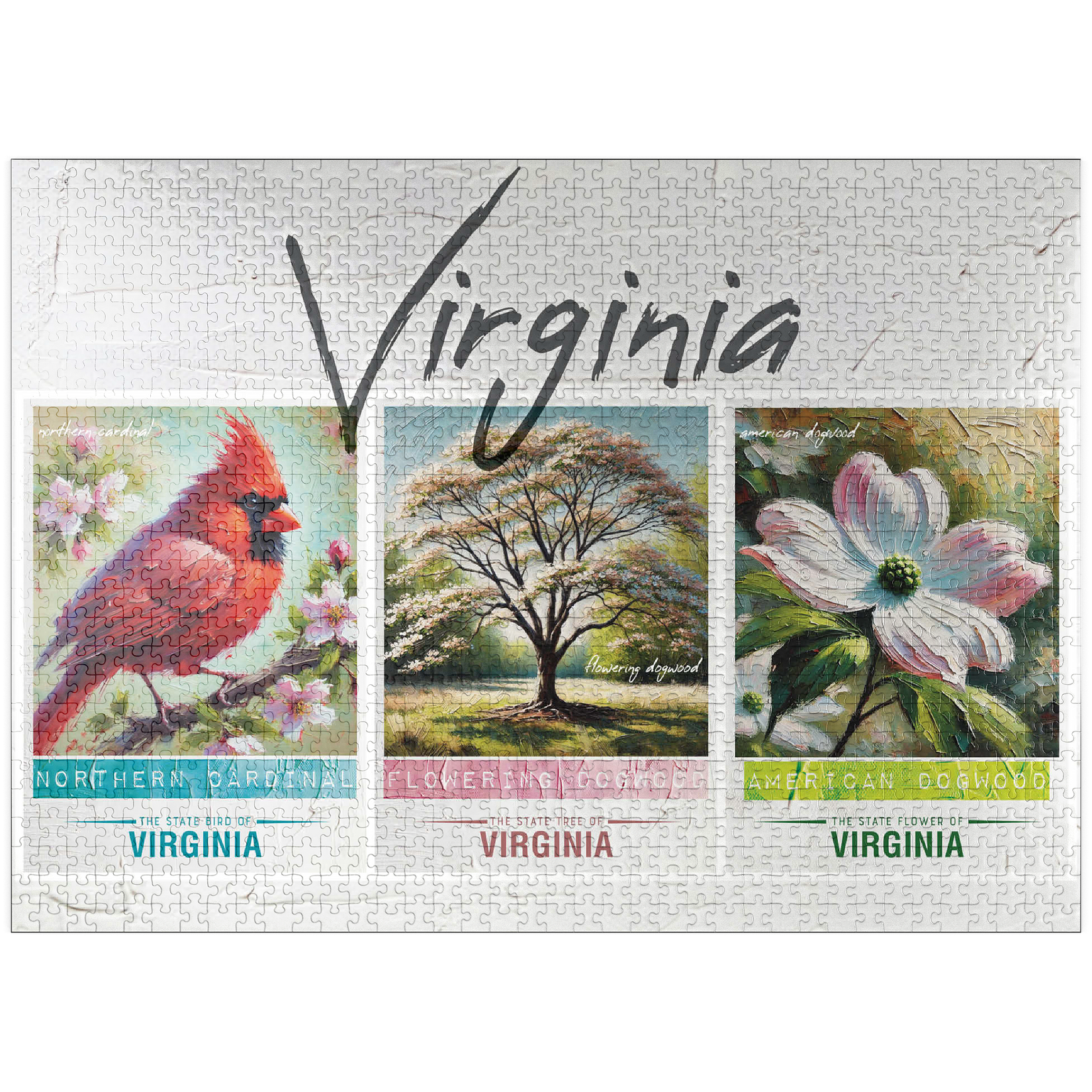 MyPuzzle - Virginia: Bird, Tree, Flower- State Symbols Collage Series ...