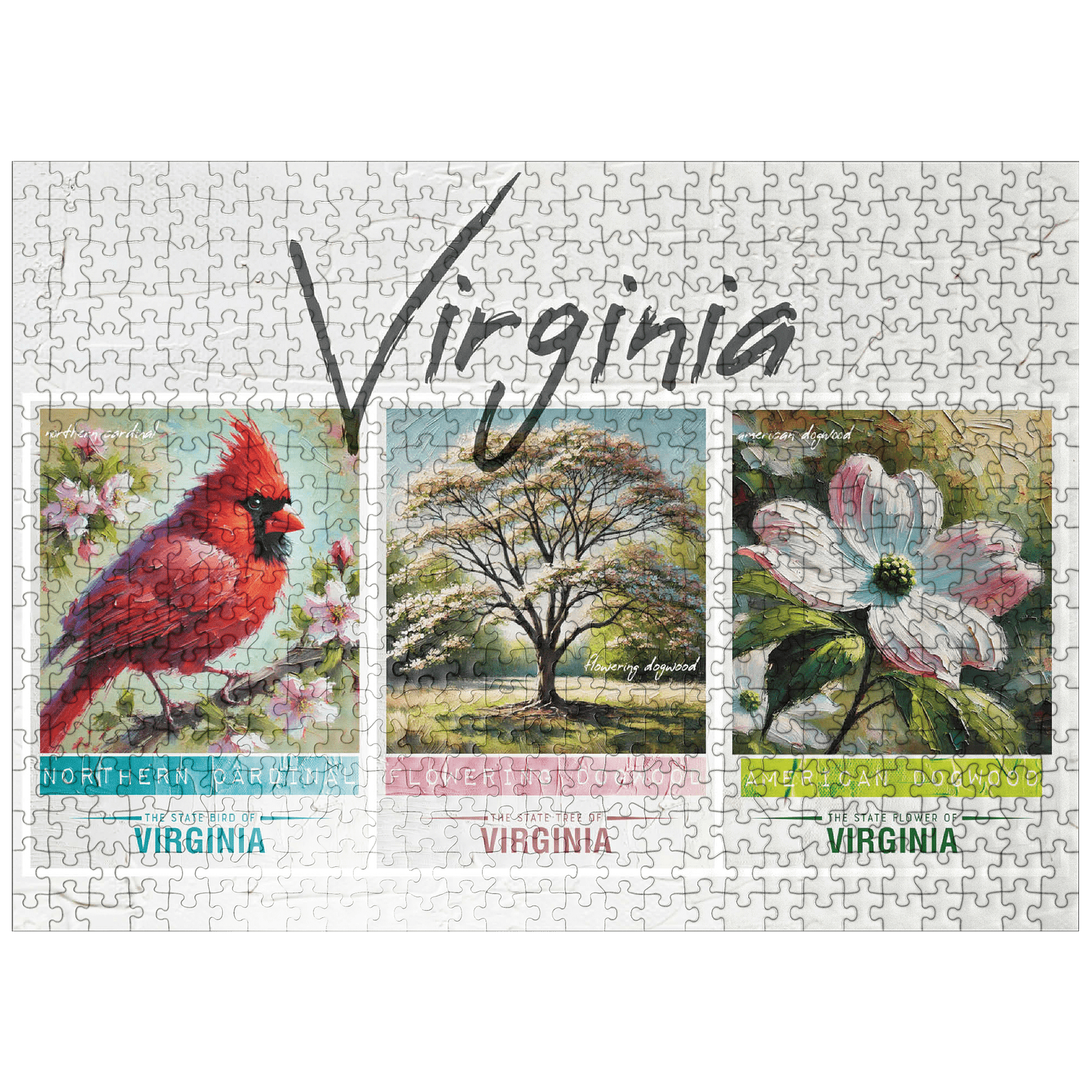 MyPuzzle - Virginia: Bird, Tree, Flower- State Symbols Collage Series ...