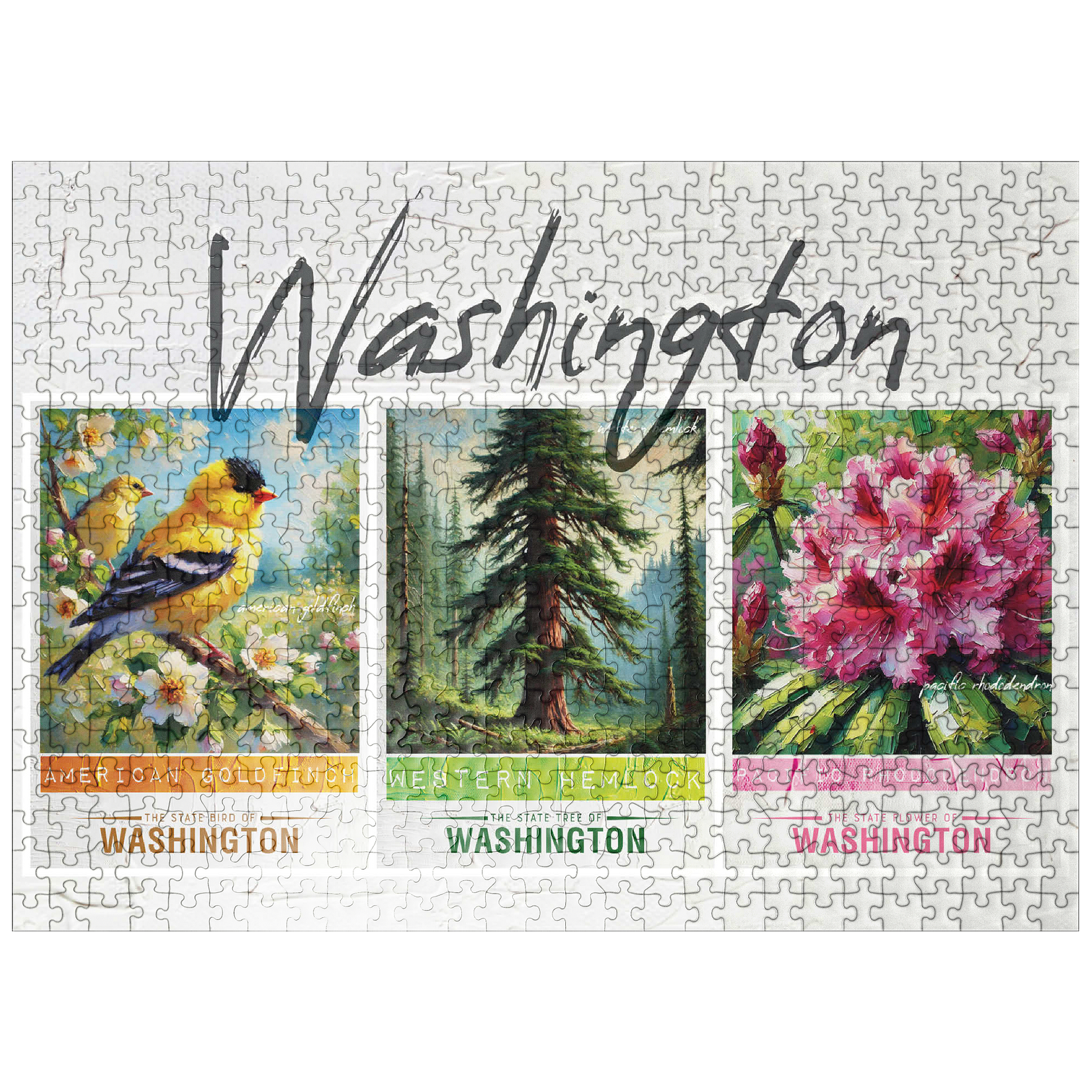 MyPuzzle - Washington: Bird, Tree, Flower- State Symbols Collage Series ...
