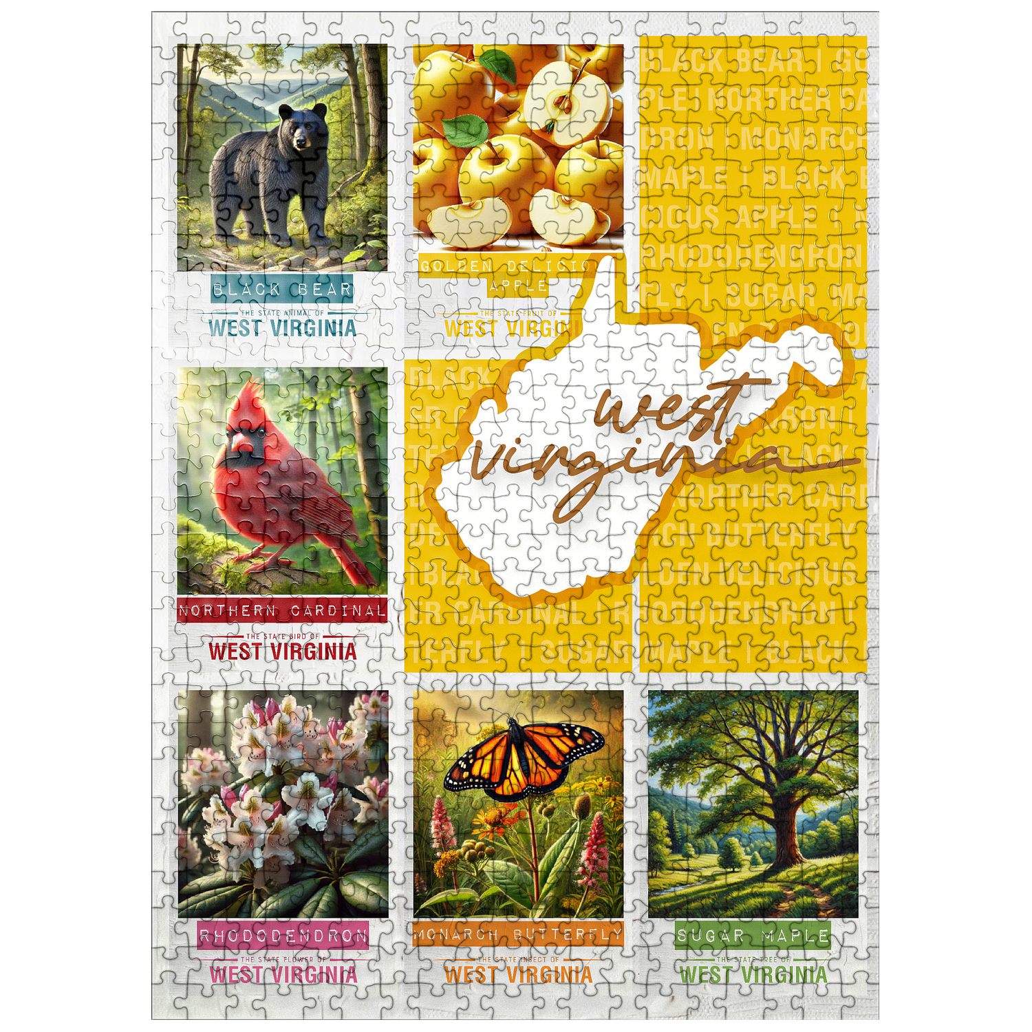 MyPuzzle - West Virginia: State Symbols Poster - Premium 500 Piece ...