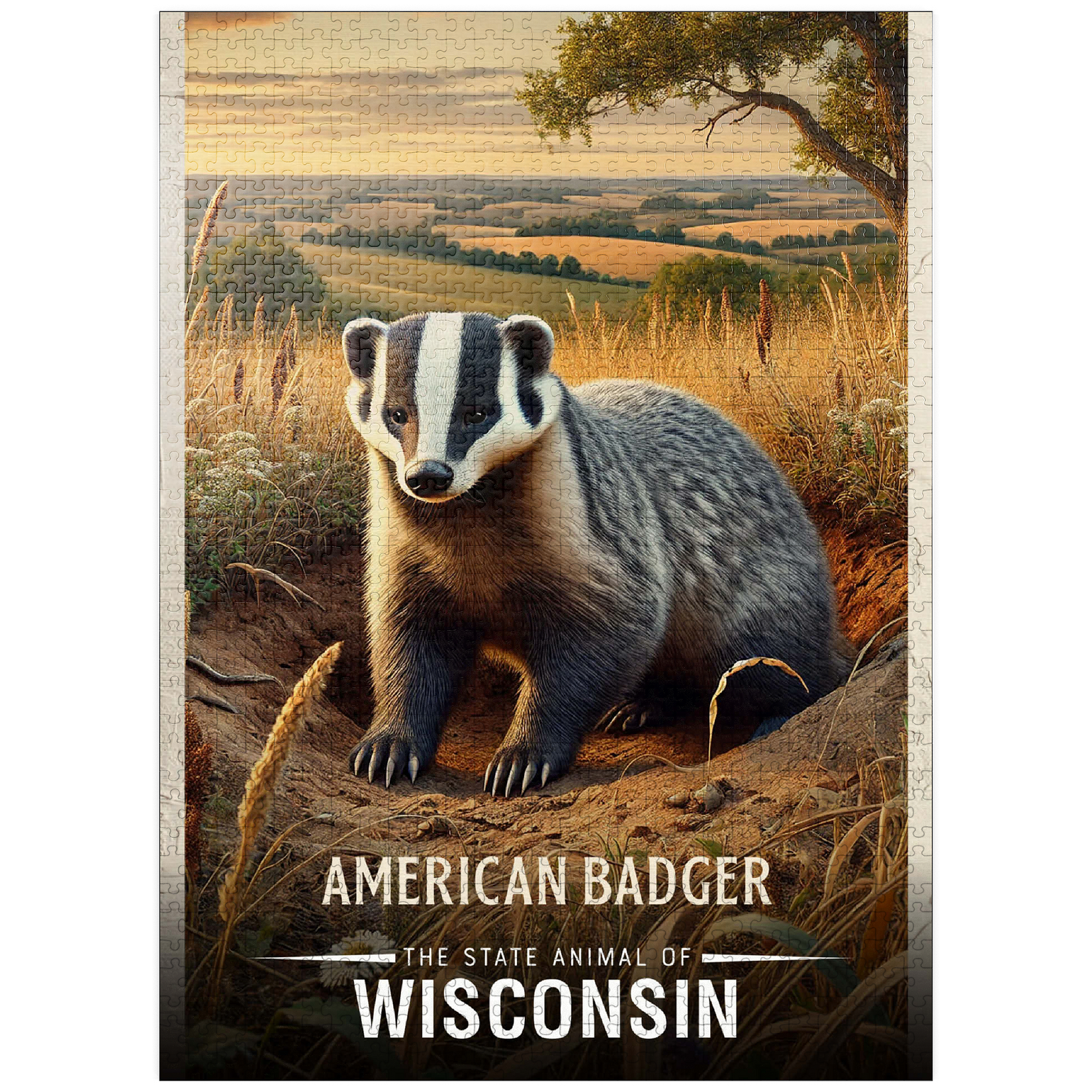 MyPuzzle - Wisconsin, American Badger: State Animals Series - Premium ...