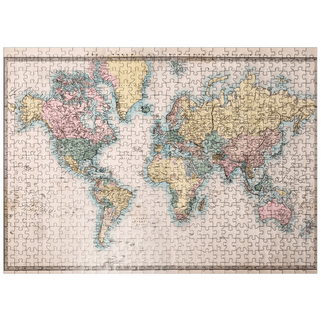 MyPuzzle - World Map After Mercator Projection 1860 - Premium 500 Piece ...