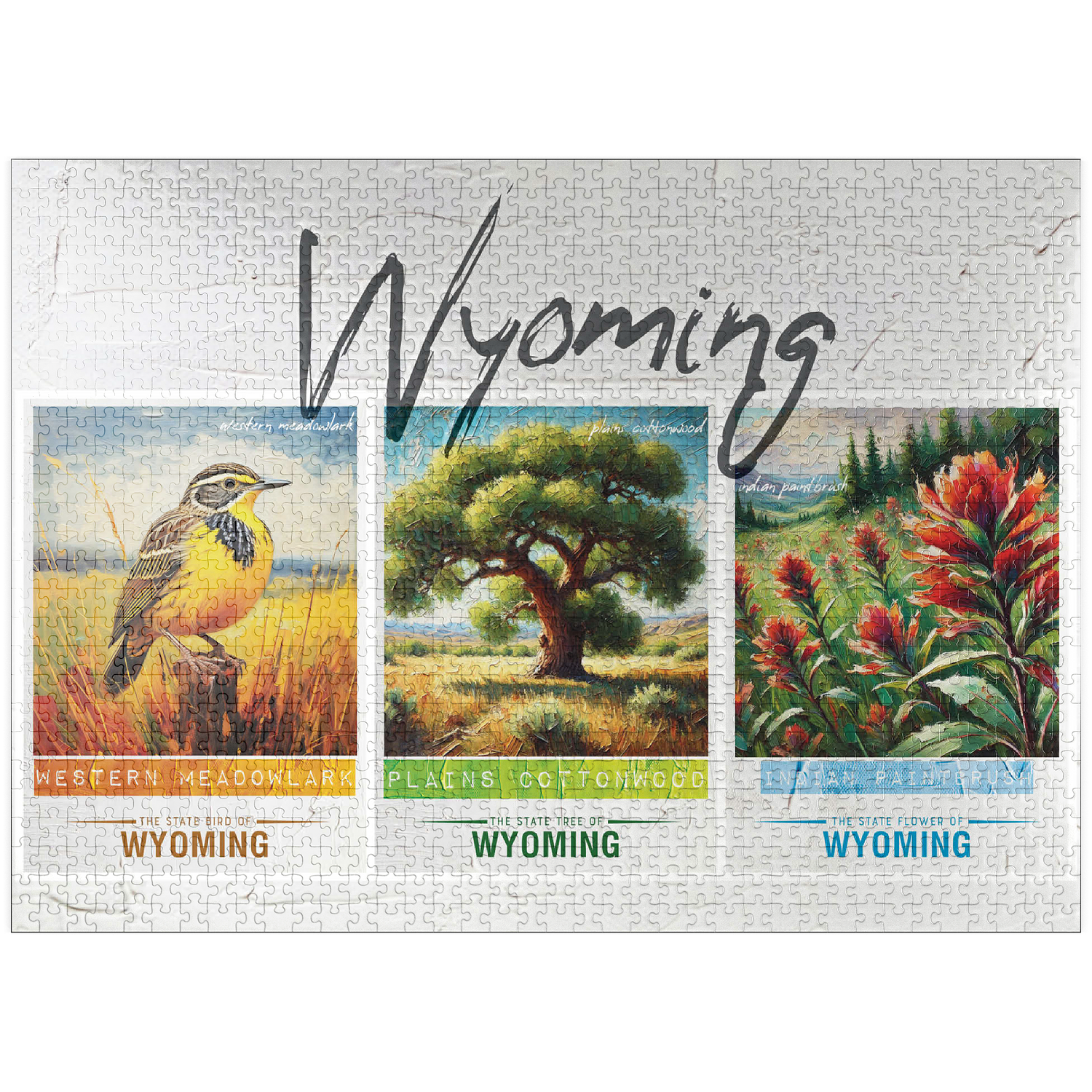 MyPuzzle - Wyoming: Bird, Tree, Flower- State Symbols Collage Series ...