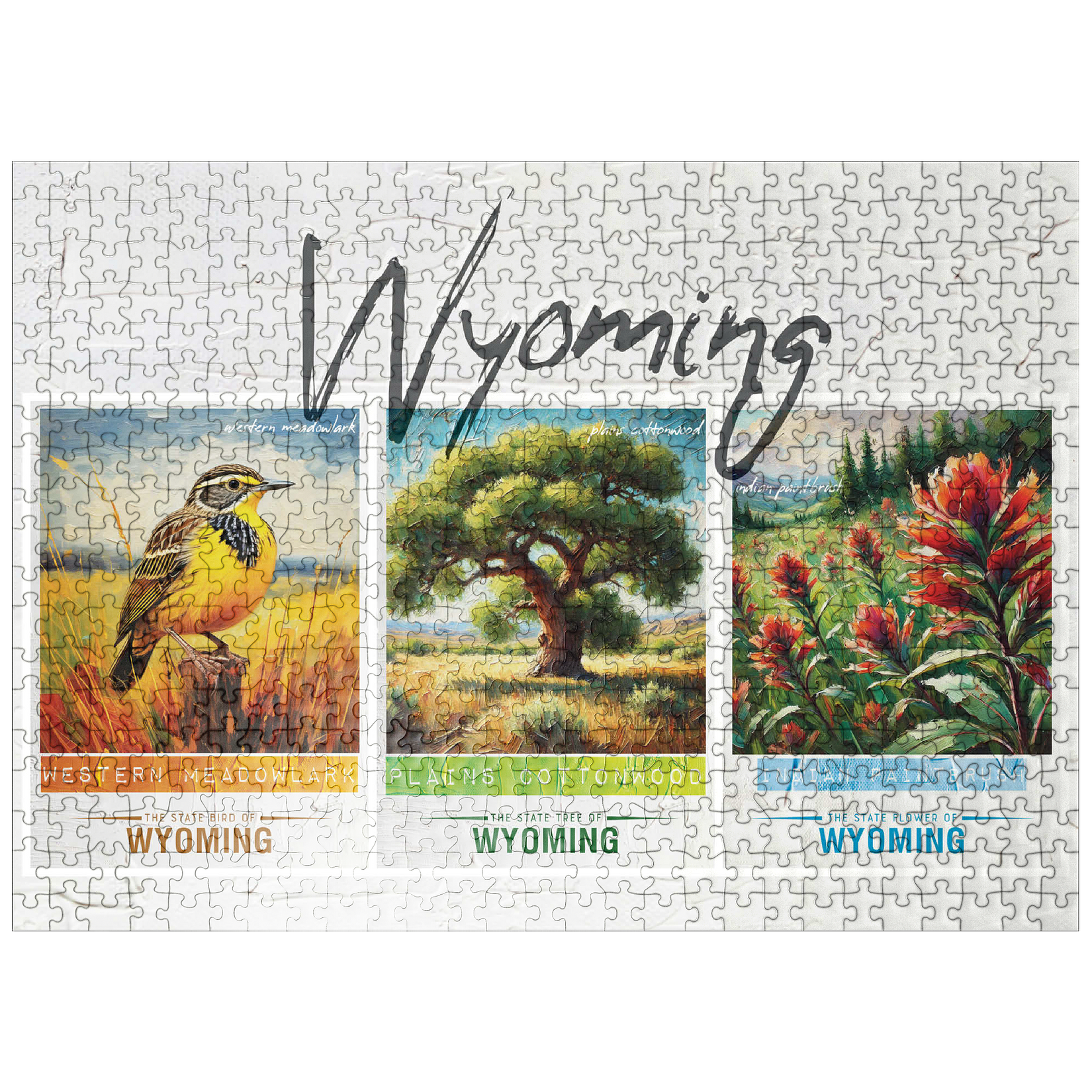 MyPuzzle - Wyoming: Bird, Tree, Flower- State Symbols Collage Series ...