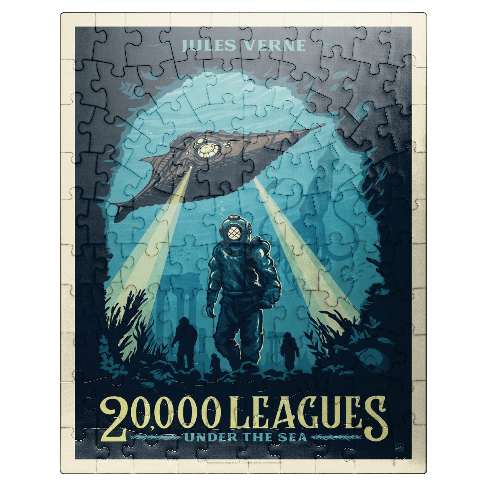 MyPuzzle - 20,000 Leagues Under The Sea: Jules Verne, Vintage Poster ...