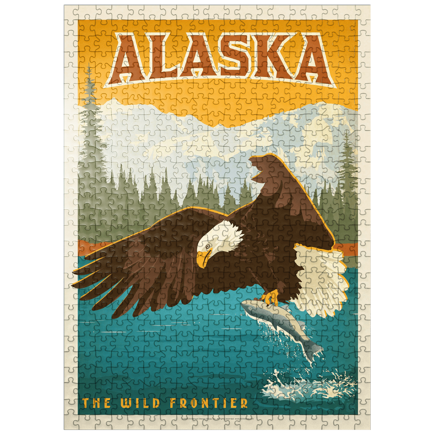MyPuzzle - Alaska: Eagle, Vintage Poster - Premium 500 Piece Jigsaw ...