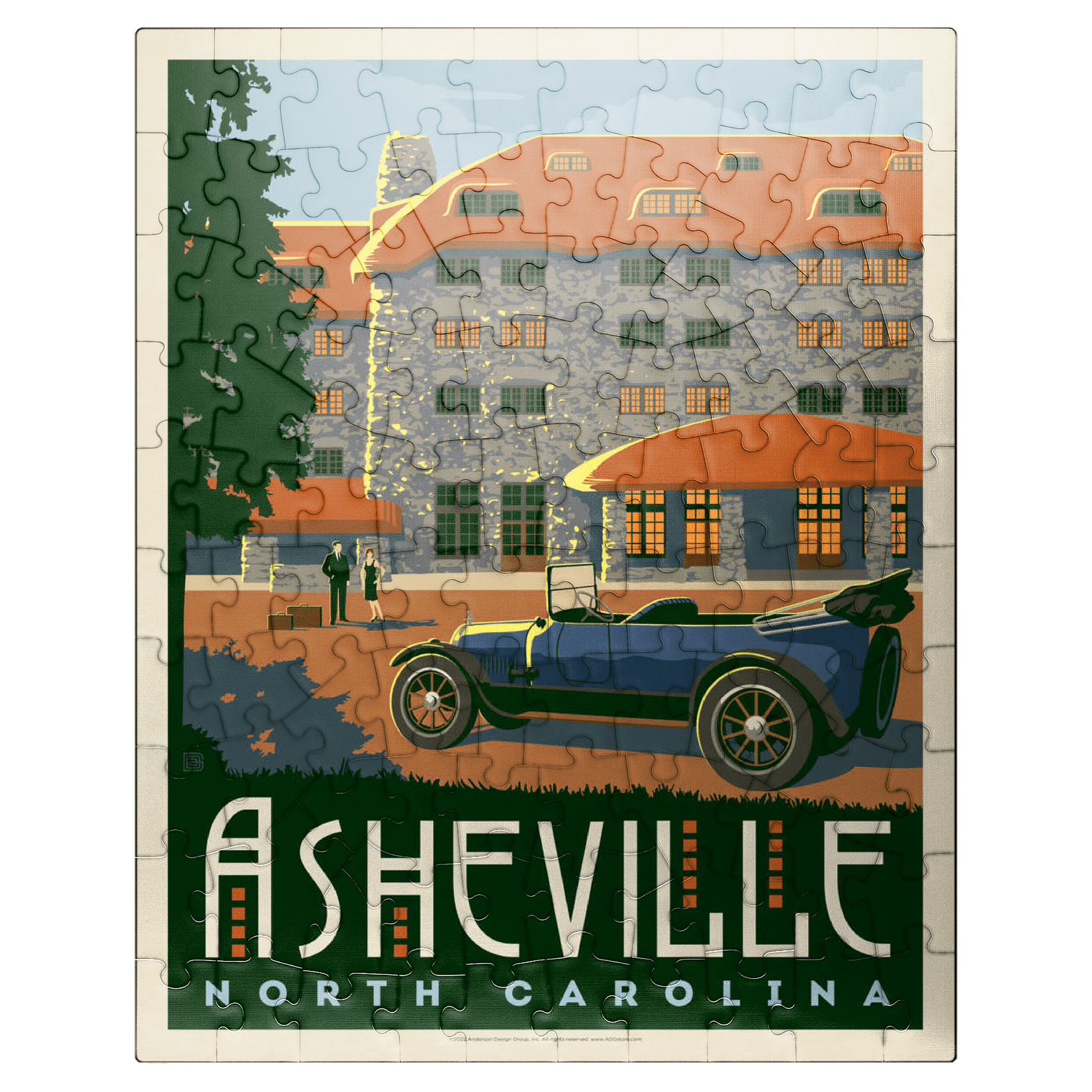 MyPuzzle - Asheville: North Carolina, Vintage Poster - Premium 100 ...