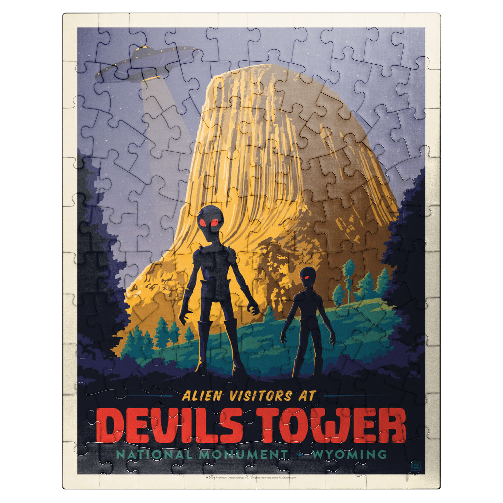 MyPuzzle - Devils Tower, WY: Alien Visitation, Vintage Poster - Premium ...