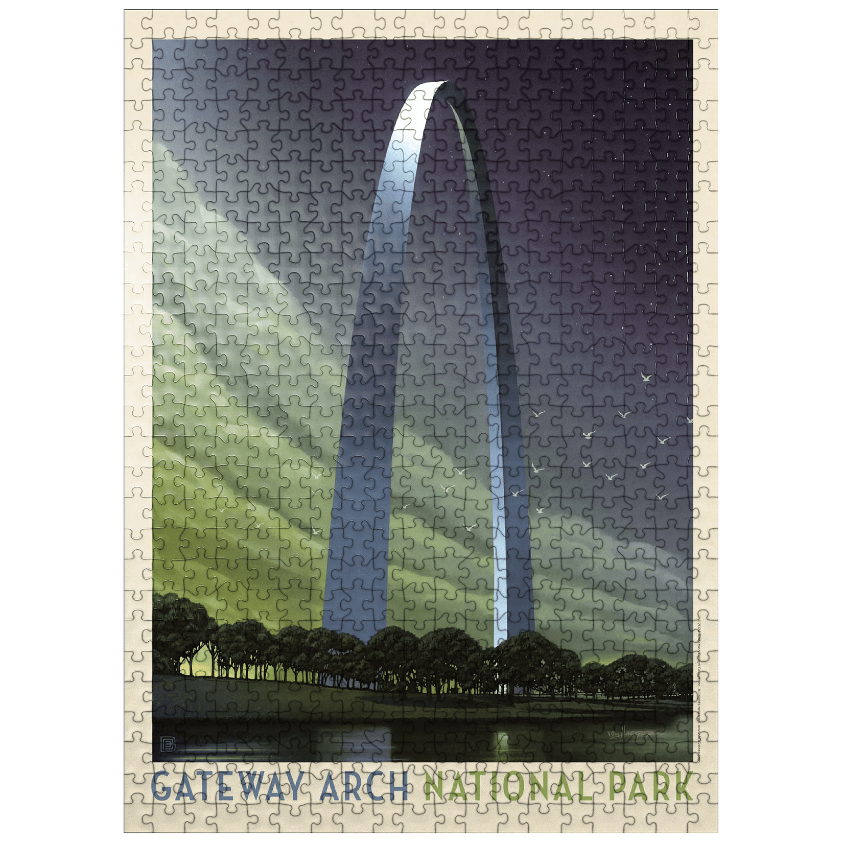 MyPuzzle - Gateway Arch National Park: Evening Glow, Vintage Poster ...
