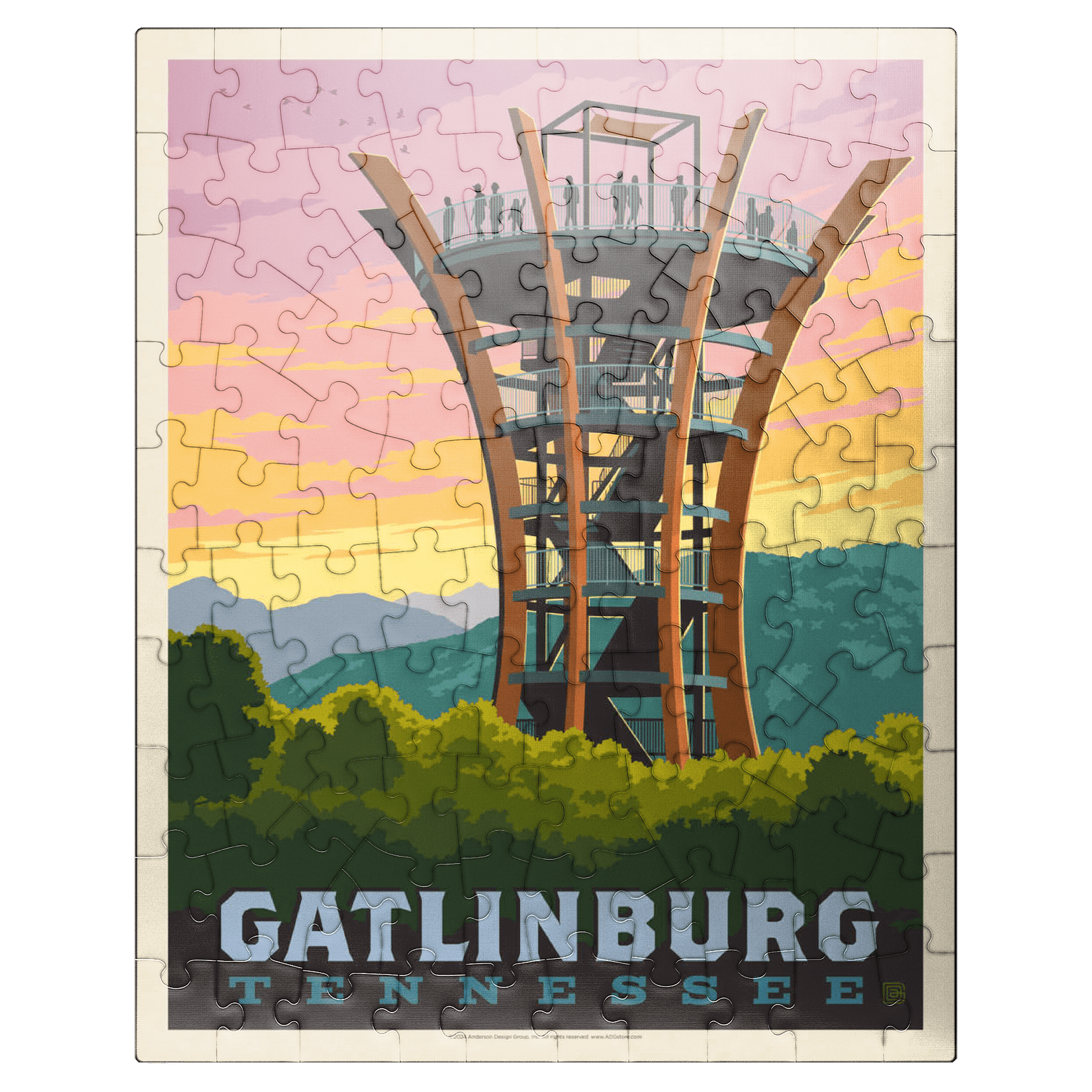MyPuzzle - Gatlinburg, Tennessee: Anakeesta Tower, Vintage Poster ...