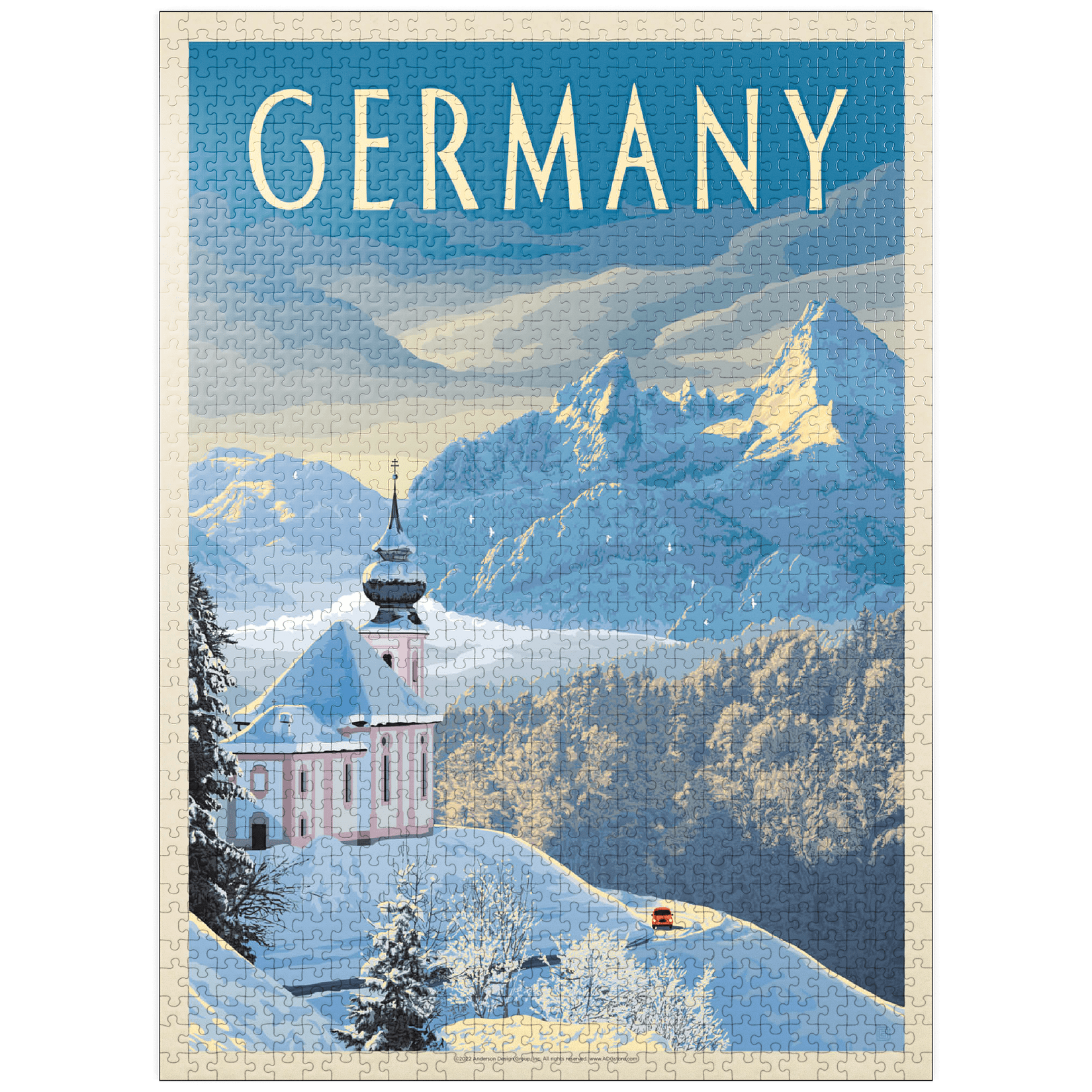 MyPuzzle - Germany: Bavarian Alps, Vintage Poster - Premium 1000 Piece ...