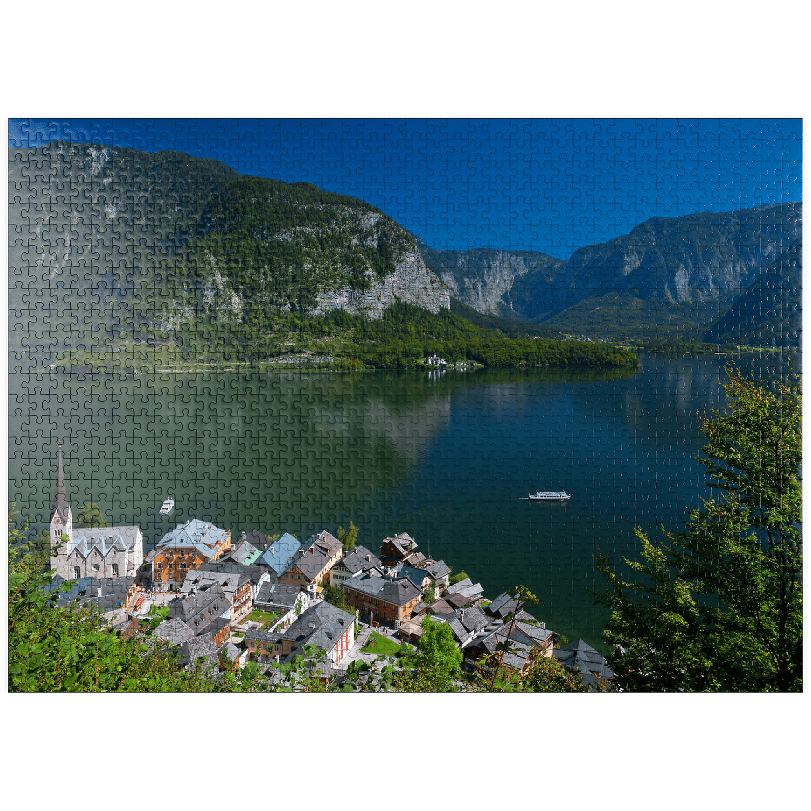 MyPuzzle - Hallstatt At Lake Hallstatt With Evangelical Christ Church ...