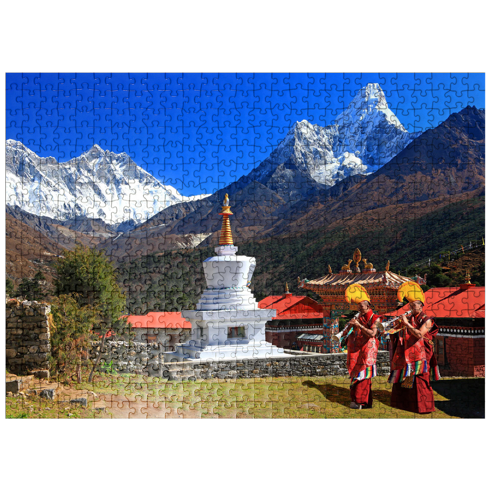 MyPuzzle - Monks In Front Of The Stupa In The Buddhist Monastery ...
