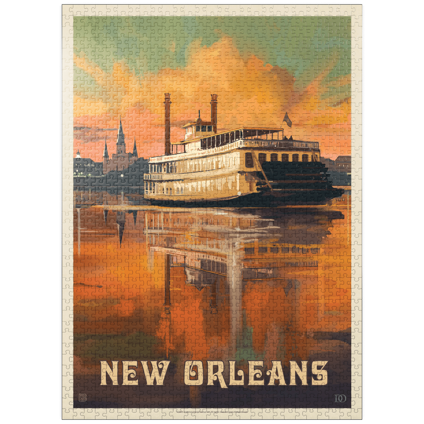 MyPuzzle - New Orleans: Riverboat, Vintage Poster - Premium 1000 Piece ...
