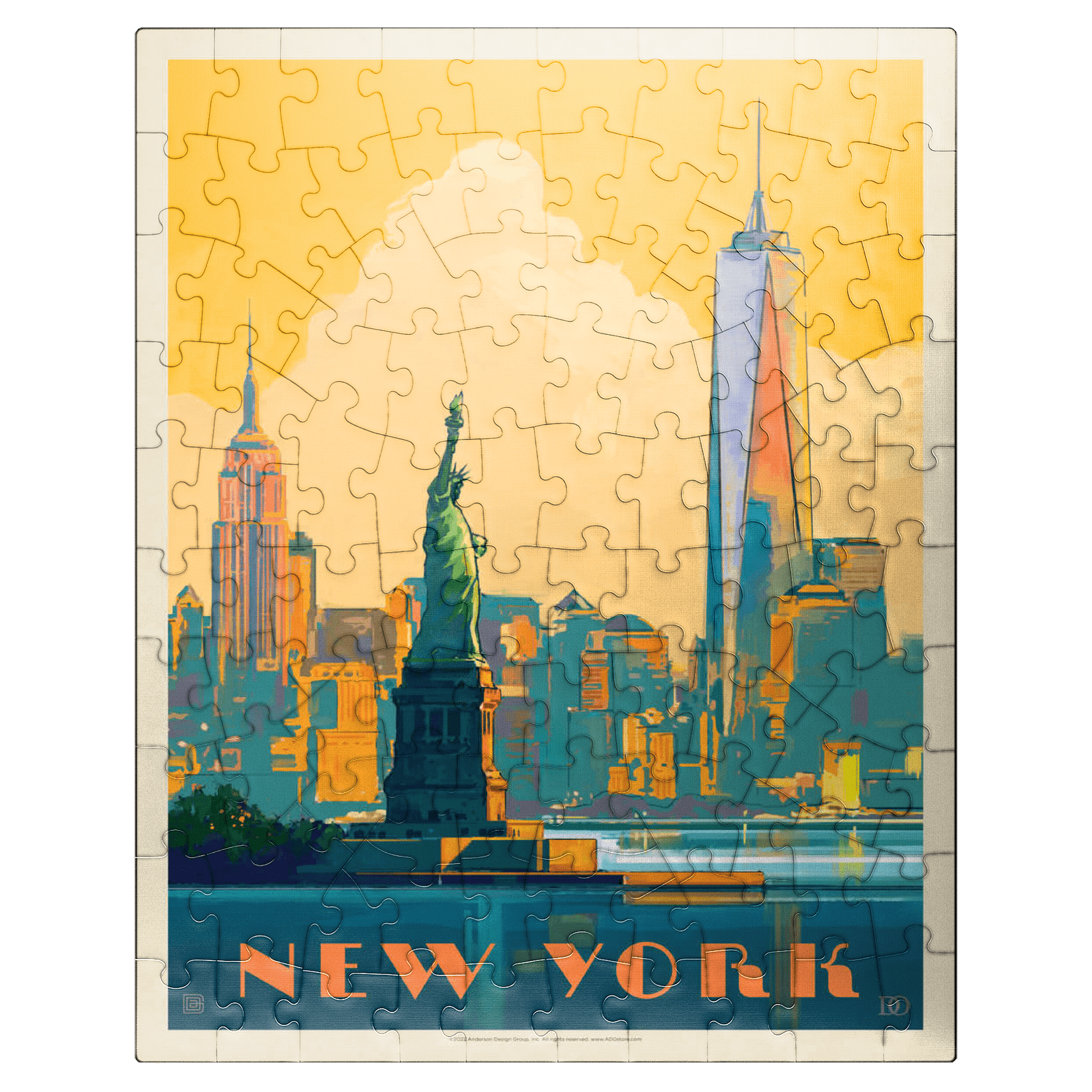 MyPuzzle - New York City: Skyline Glow, Vintage Poster - Premium 100 ...